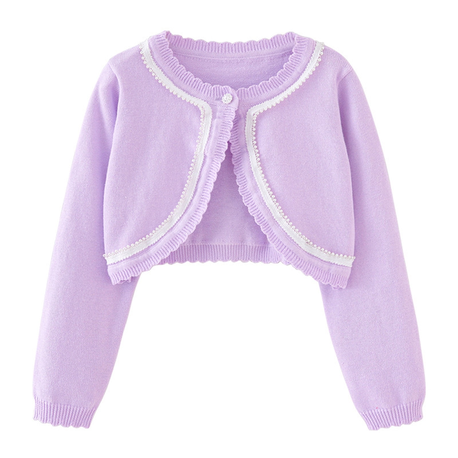 Baby Girl Long Sleeve Bolero Shrugs Girls One-Button Plain Cotton ...