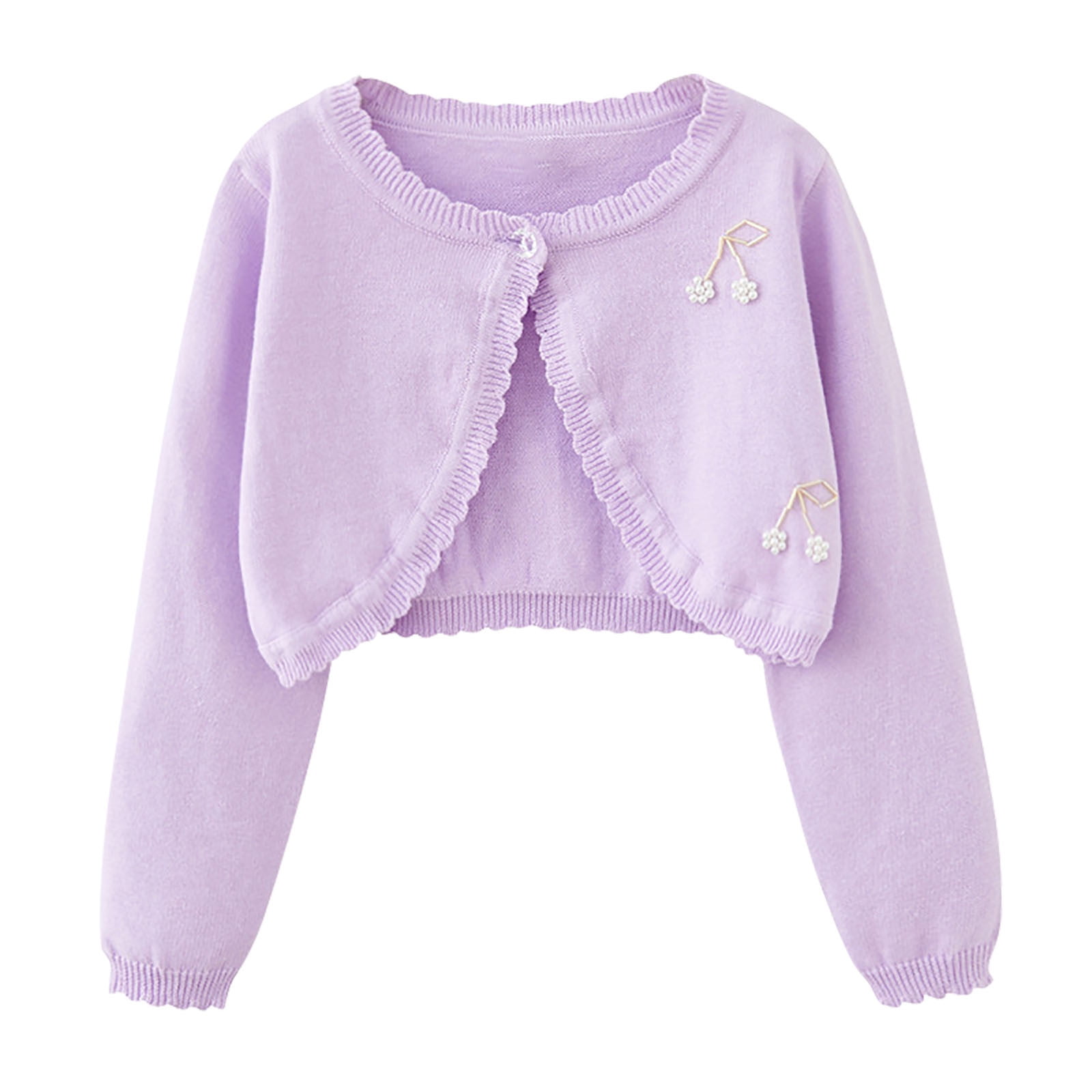 Baby Girl Long Sleeve Bolero Shrugs Girls One-Button Plain Cotton ...