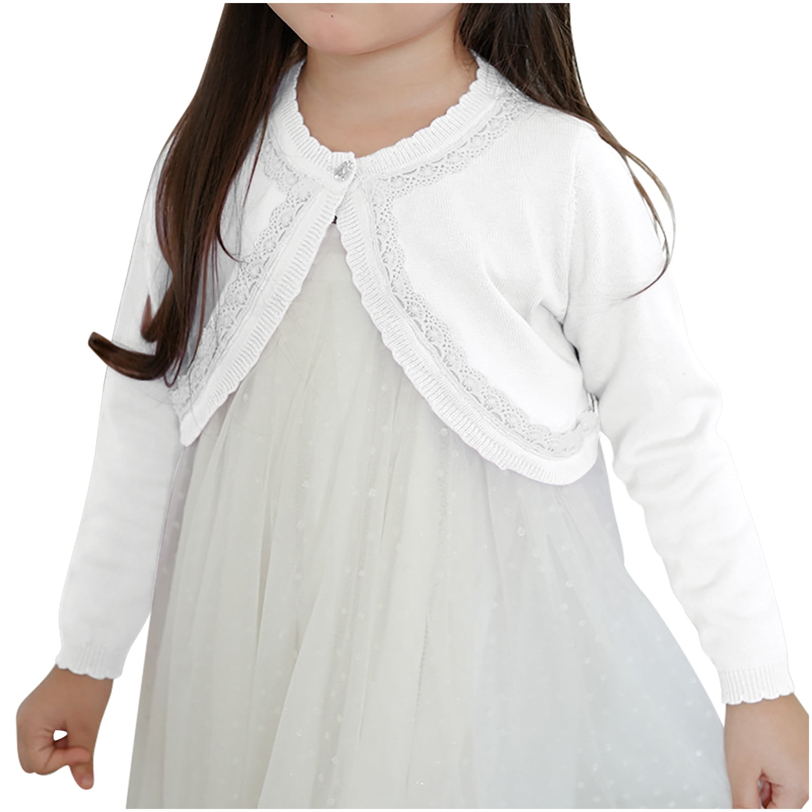 Baby Girl Long Sleeve Bolero Shrugs Girls One-Button Plain Cotton ...