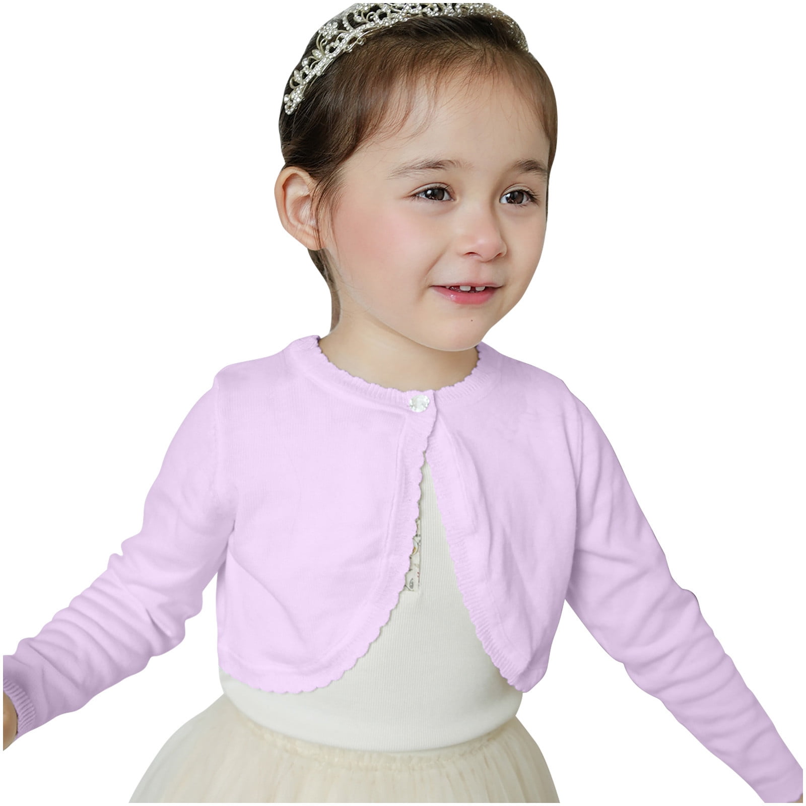 Baby Girl Long Sleeve Bolero Shrugs Girls One-Button Plain Cotton ...