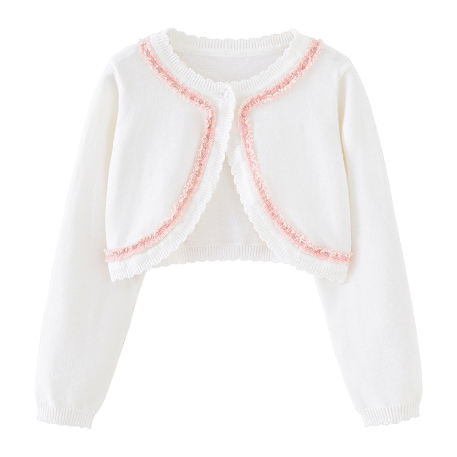 Baby Girl Long Sleeve Bolero Shrugs Girls One-Button Plain Cotton ...