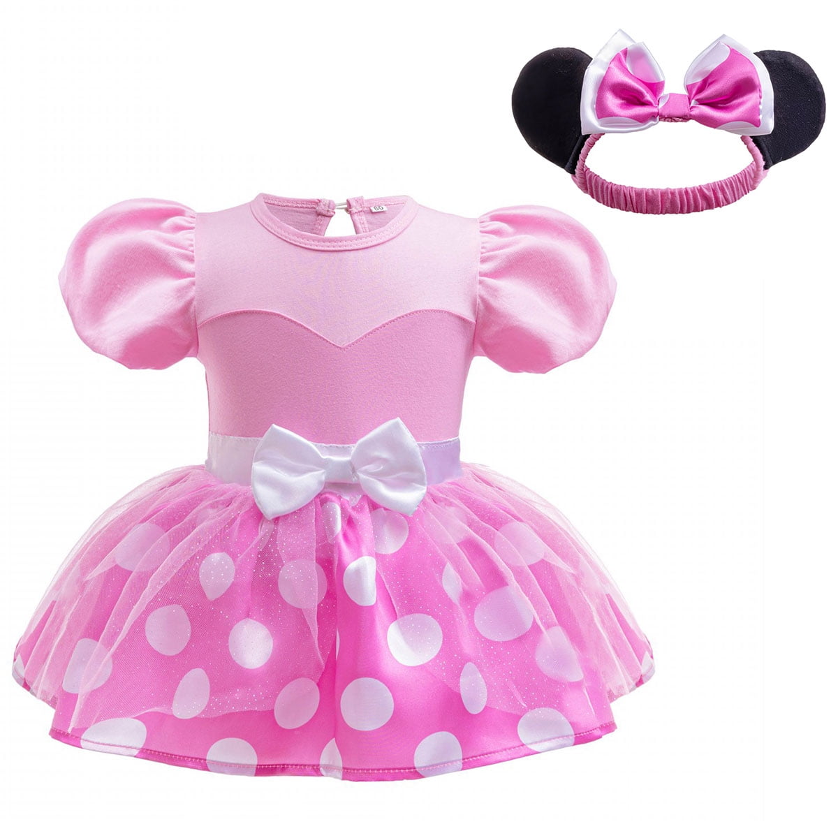 Baby Girl Mini Mouse Costume Romper with Headband Halloween Birthday ...