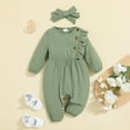 Baby Girl Muslin Romper Set 2-Piece Outfit with Matching Bow Headband ...