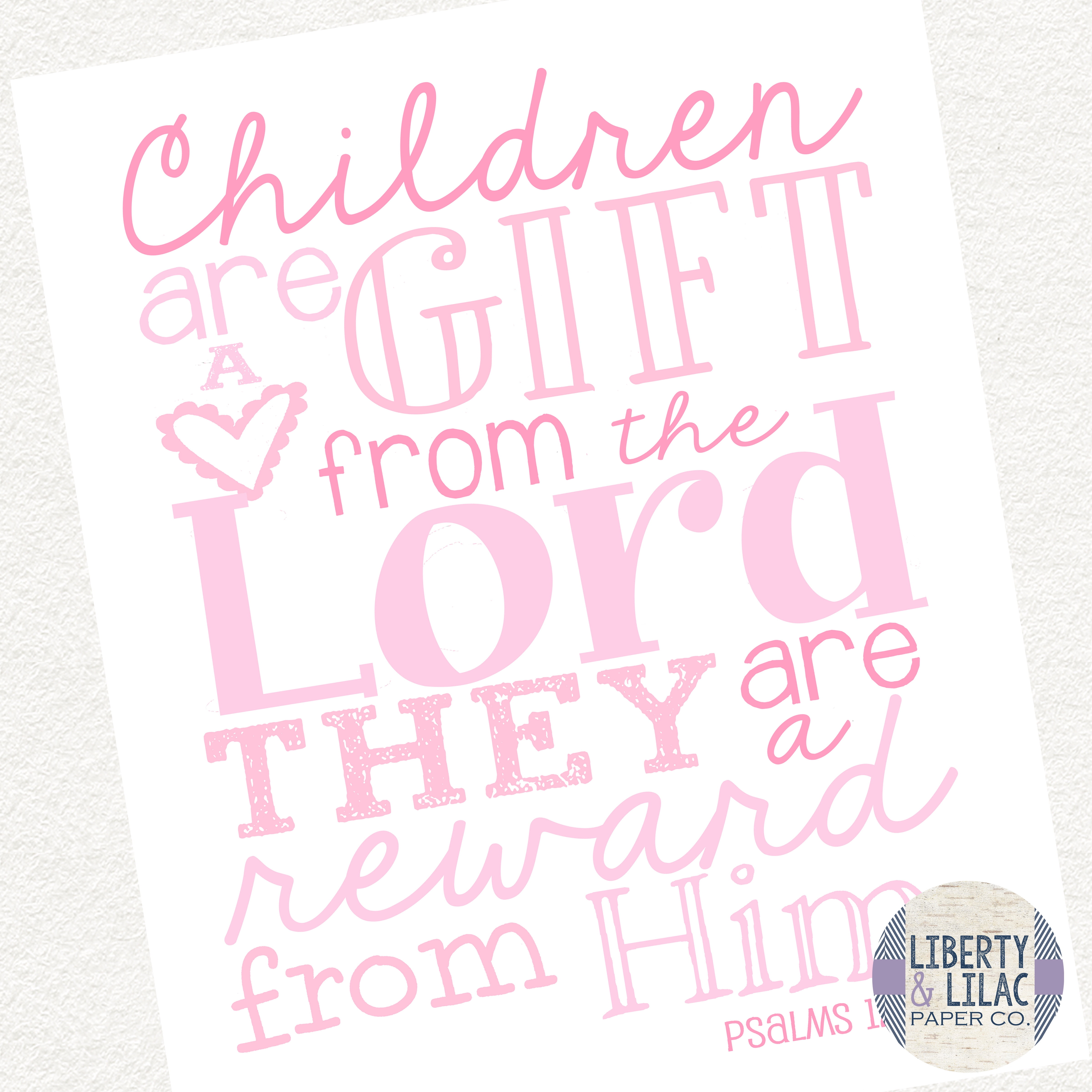 Baby Girl Nursery Art Children are a Gift from the Lord Christian Art ...