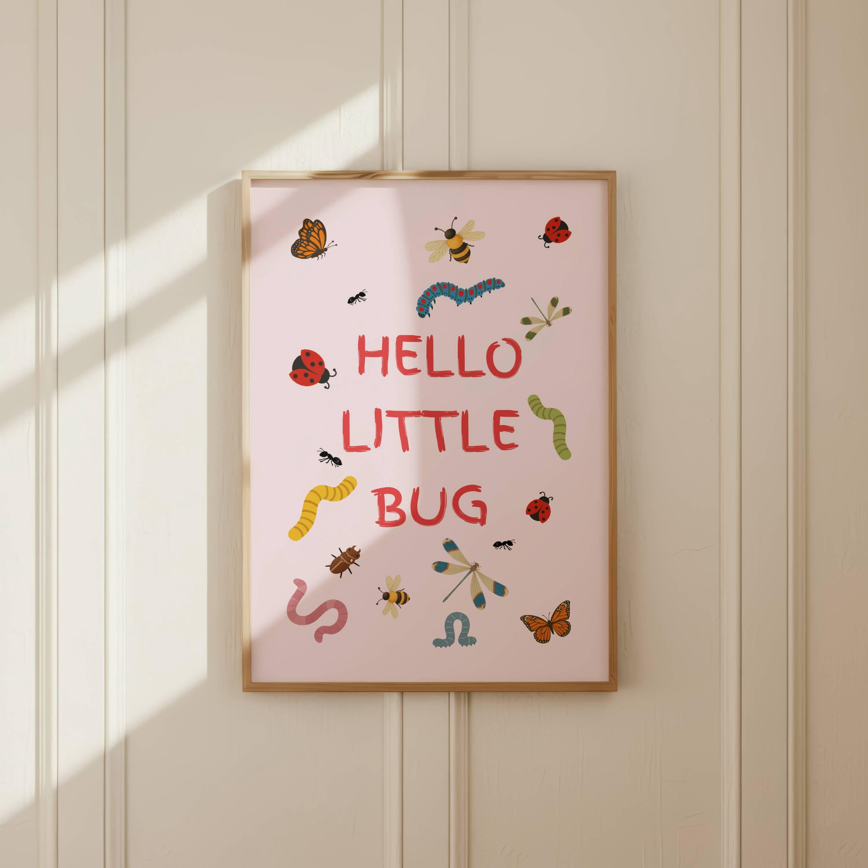 Baby Girl Nursery Poster, Woodland Little Bug Wall Art, Baby Shower ...