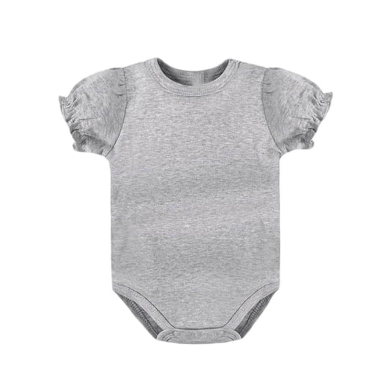 Baby Girl Onesie Ruffled Puff Short Sleeve Sleep Play Bodysuit Soft ...