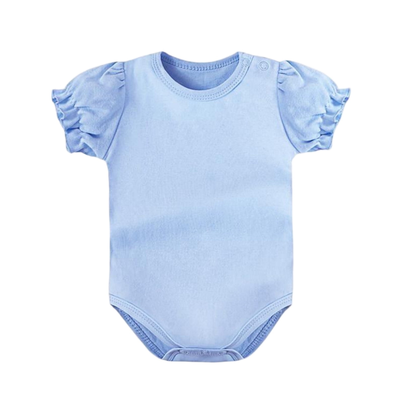 Baby Girl Onesie Ruffled Puff Short Sleeve Sleep Play Bodysuit Soft ...