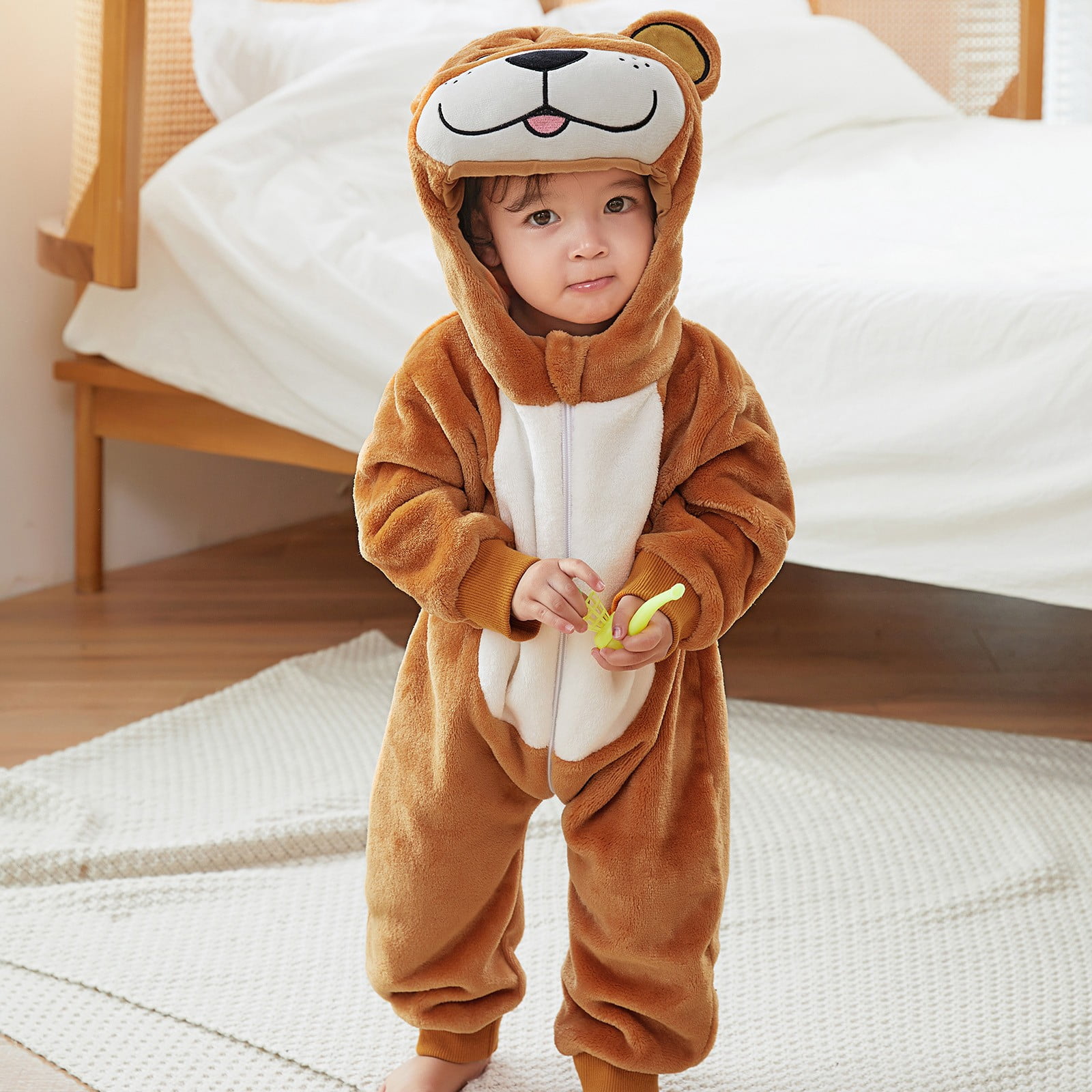 Baby Girl Onesies Animal Theme Homewear Hooded Romper Autumn Winter ...