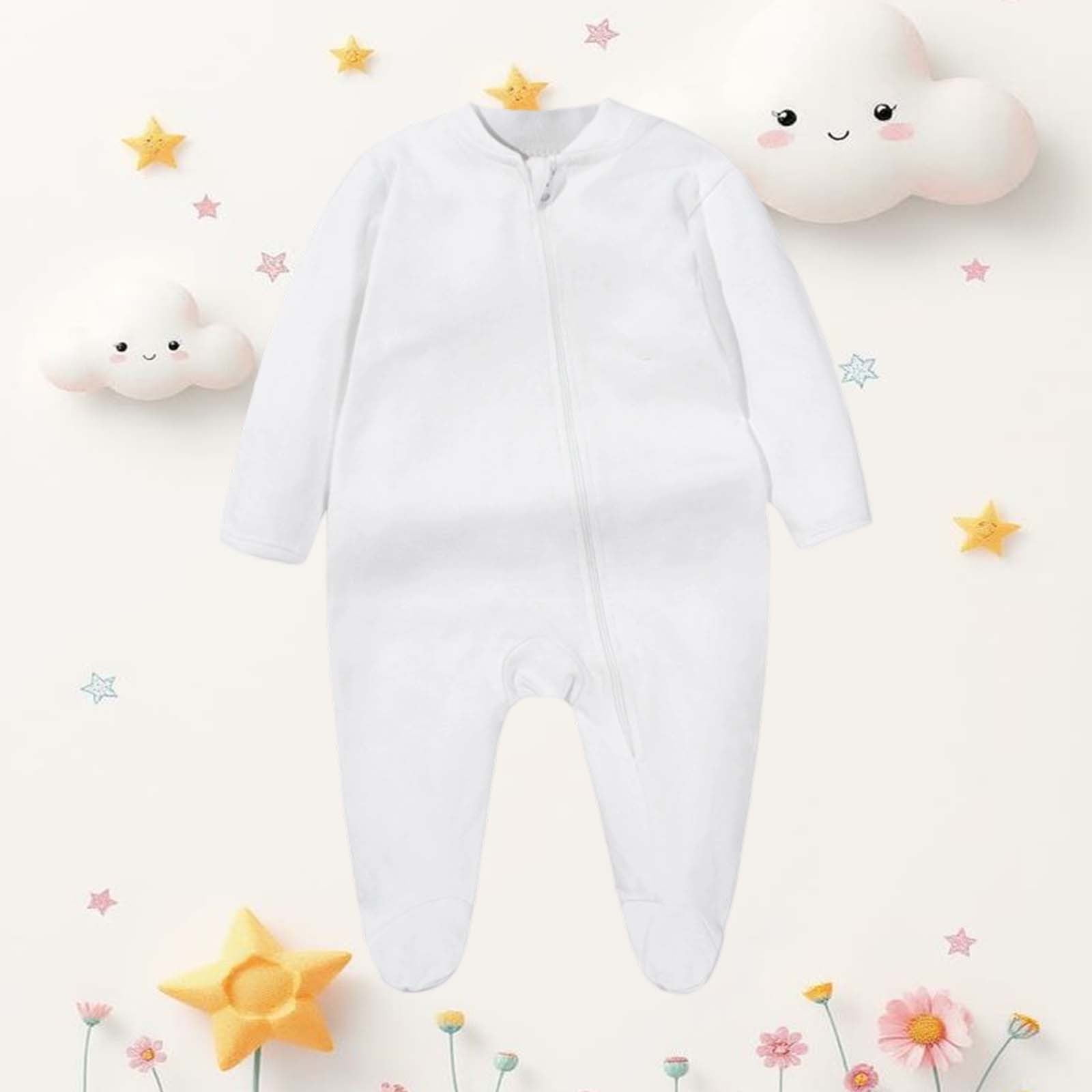 Baby Girl Onesies Boys Full Zip Up Long Sleeve Romper with Front Zipper ...