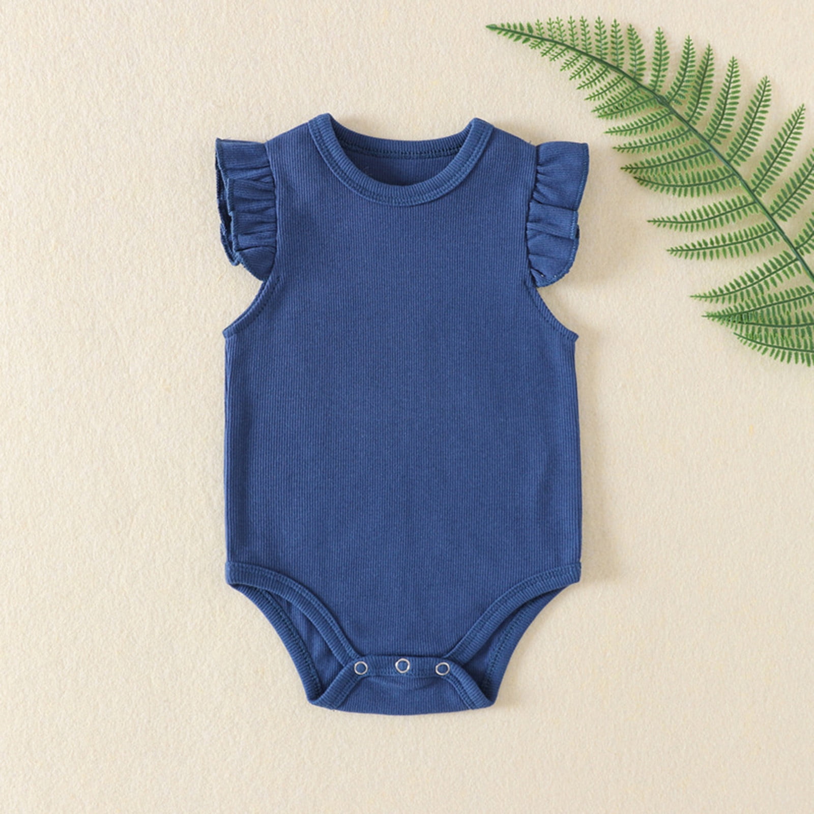 Baby Girl Onesies Girls Ruffle Short Sleeve Solid Casual Knitted Romper ...