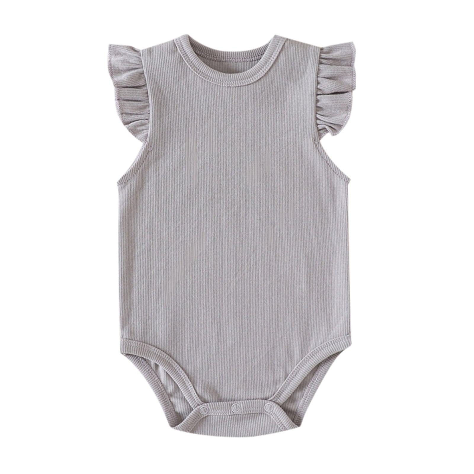 Baby Girl Onesies Ruffle Short Sleeve Bodysuit Solid Plain Blouse Top ...