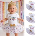 Baby Girl Outfit First Birthday Short Sleeve Romper Dress with Hair Set ...