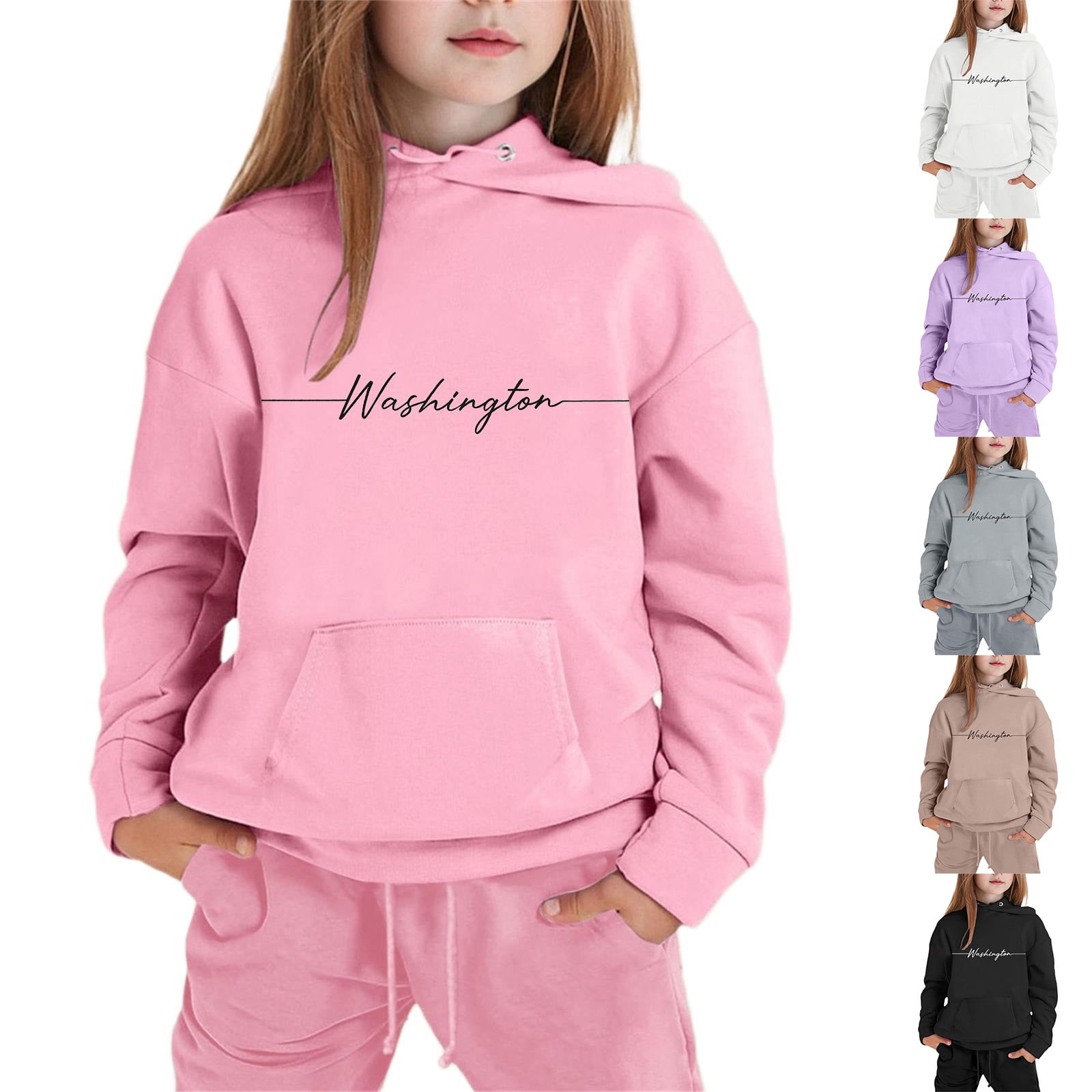 Baby Girl Outfit Long Sleeve Letter Print Hooded Top with Pants Sweater ...