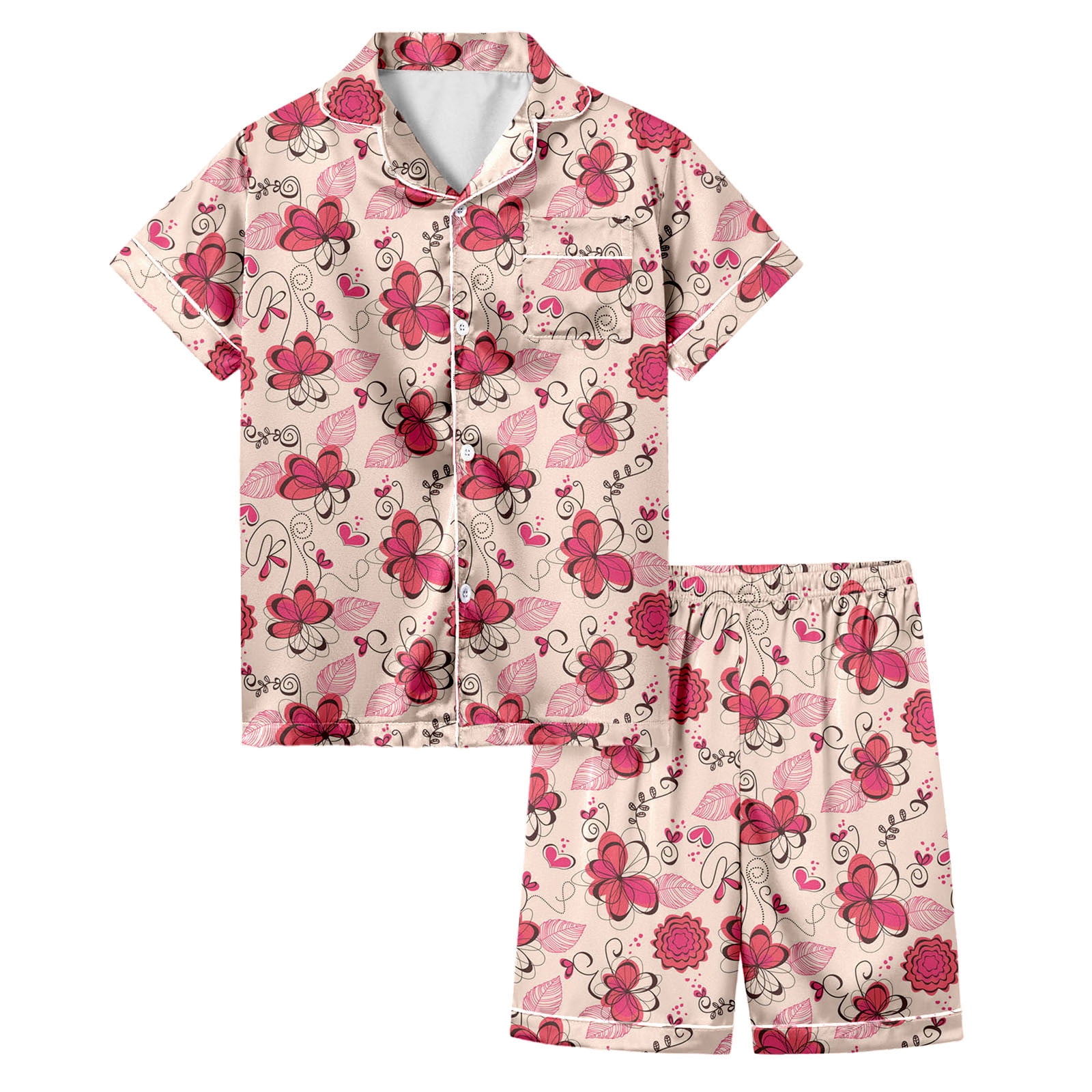 Baby Girl Outfit Ruffle Children's Flower Painted Home Outfit Set with ...