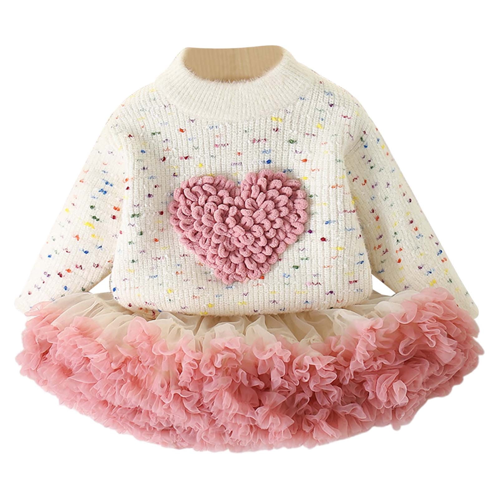 Baby Girl Outfit Ruffle Girl's 2 Piece Outfits Long Sleeve Knit ...