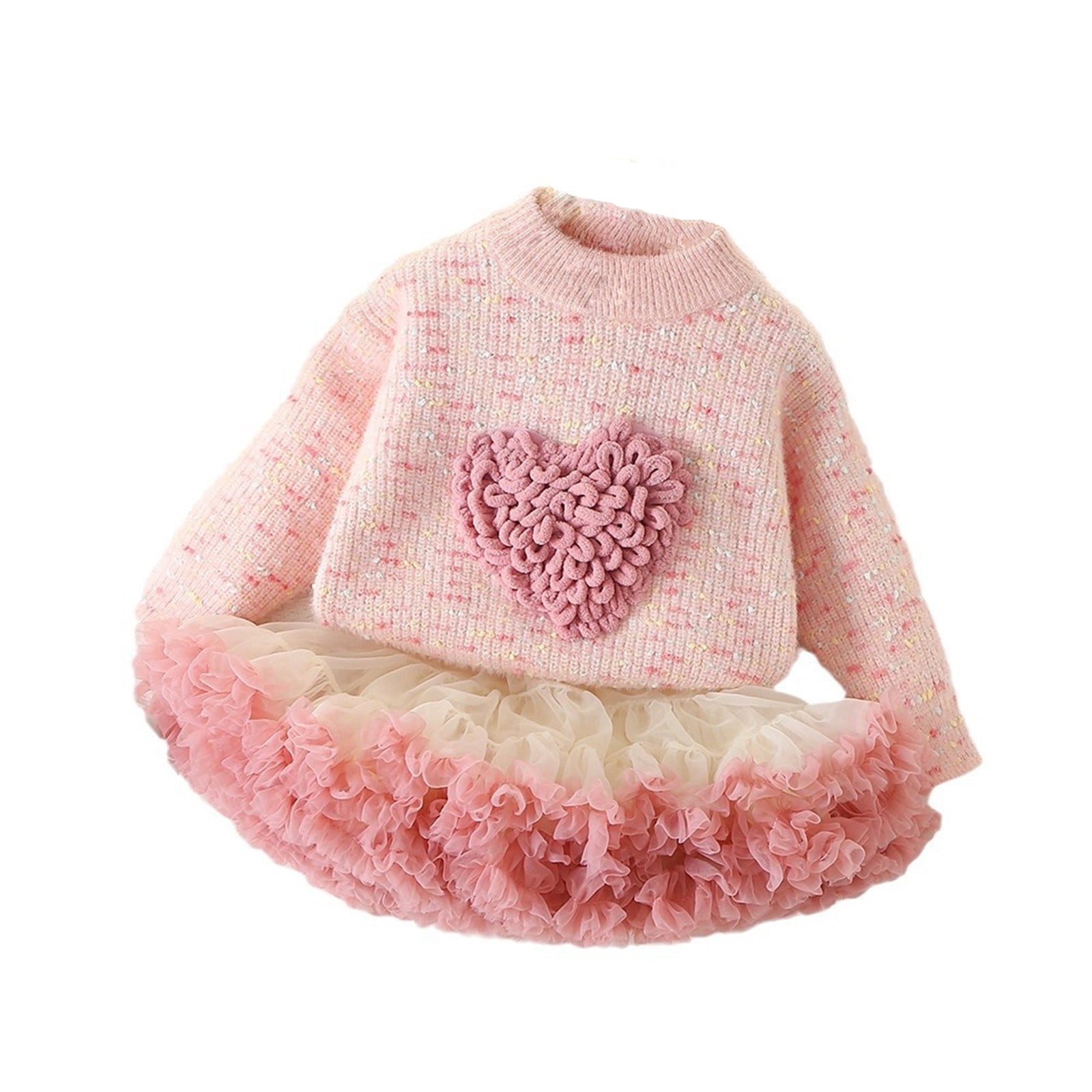Baby Girl Outfit Ruffle Girl's 2 Piece Outfits Long Sleeve Knit ...