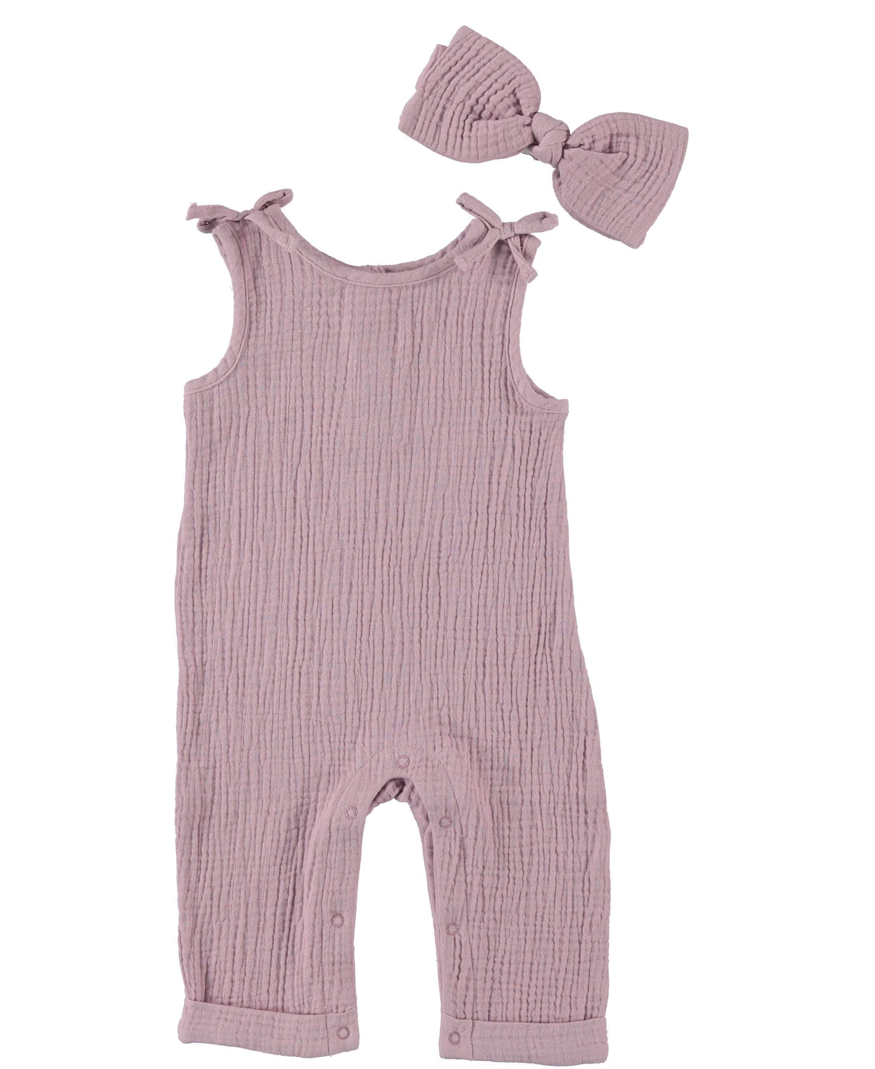 Baby Girl Outfit Set Infant Newborn Overalls and Matching Headband 2 PC ...