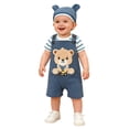 Baby Girl Outfit Set Short Sleeve Striped Print Cartoon Suspender ...