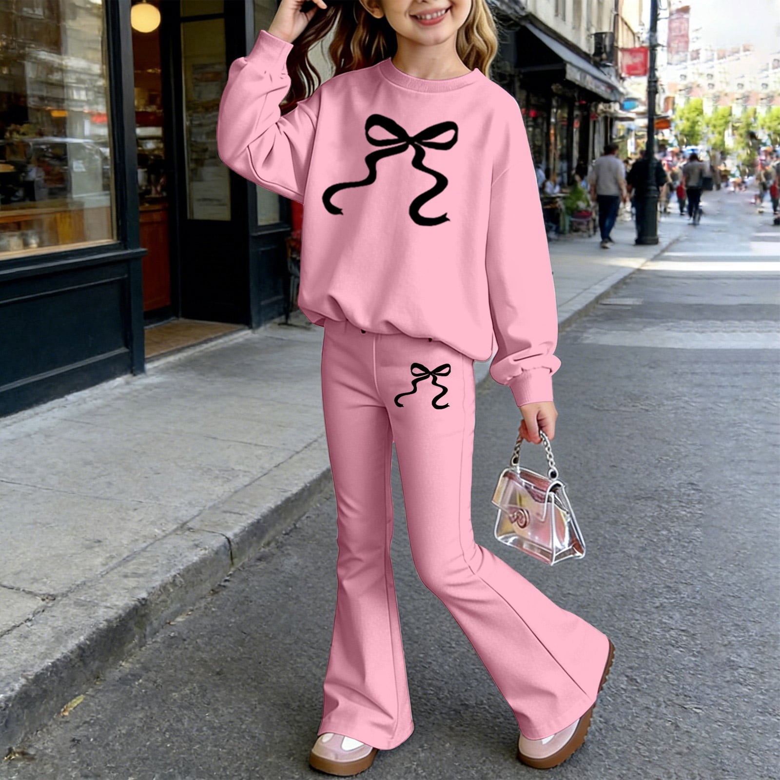 Baby Girl Outfit Size 6T-7T Long Sleeve Round Neck Bow Print Top and ...