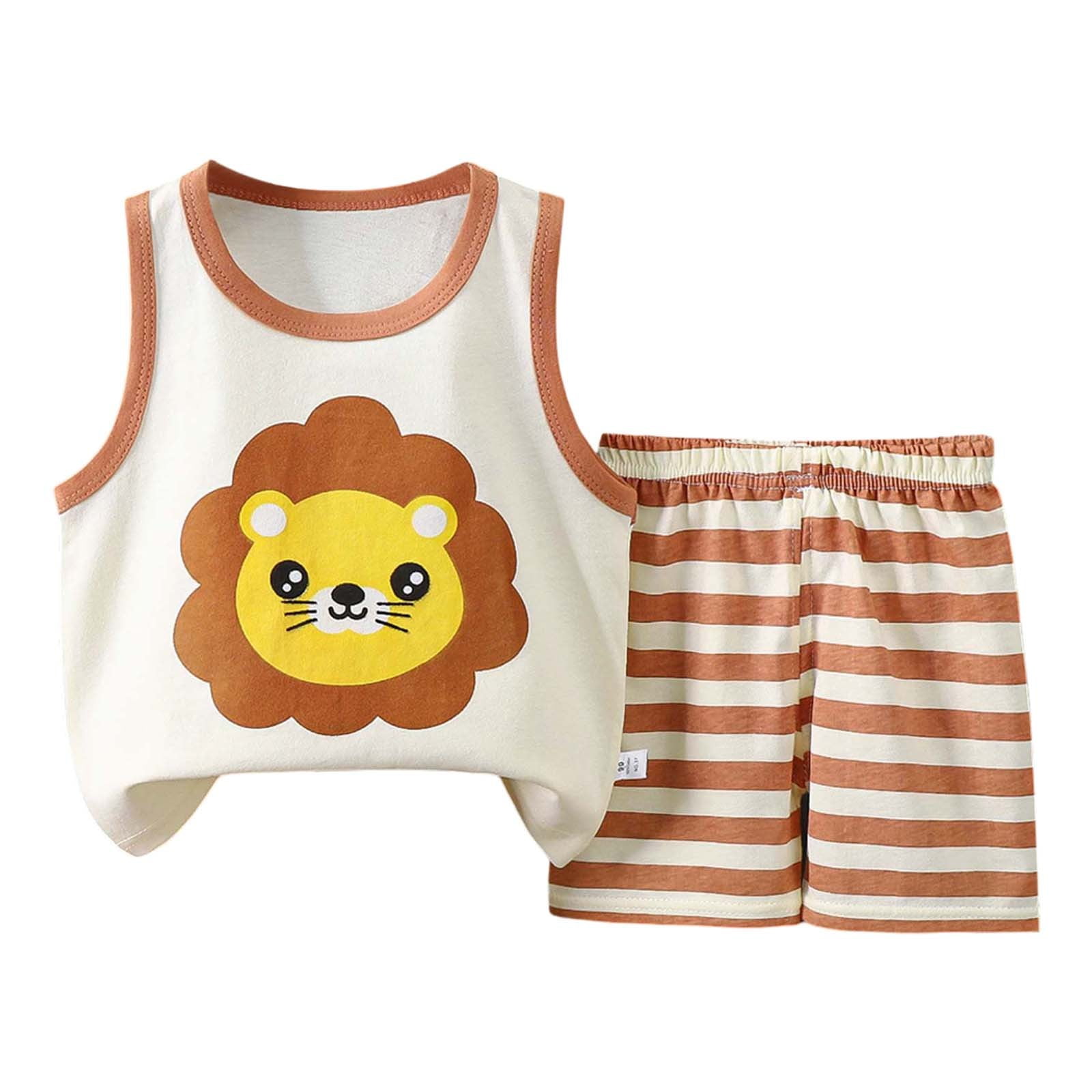 Baby Girl Outfit Toddler Baby Boy Summer Retro Excavator Lion Alphabet ...