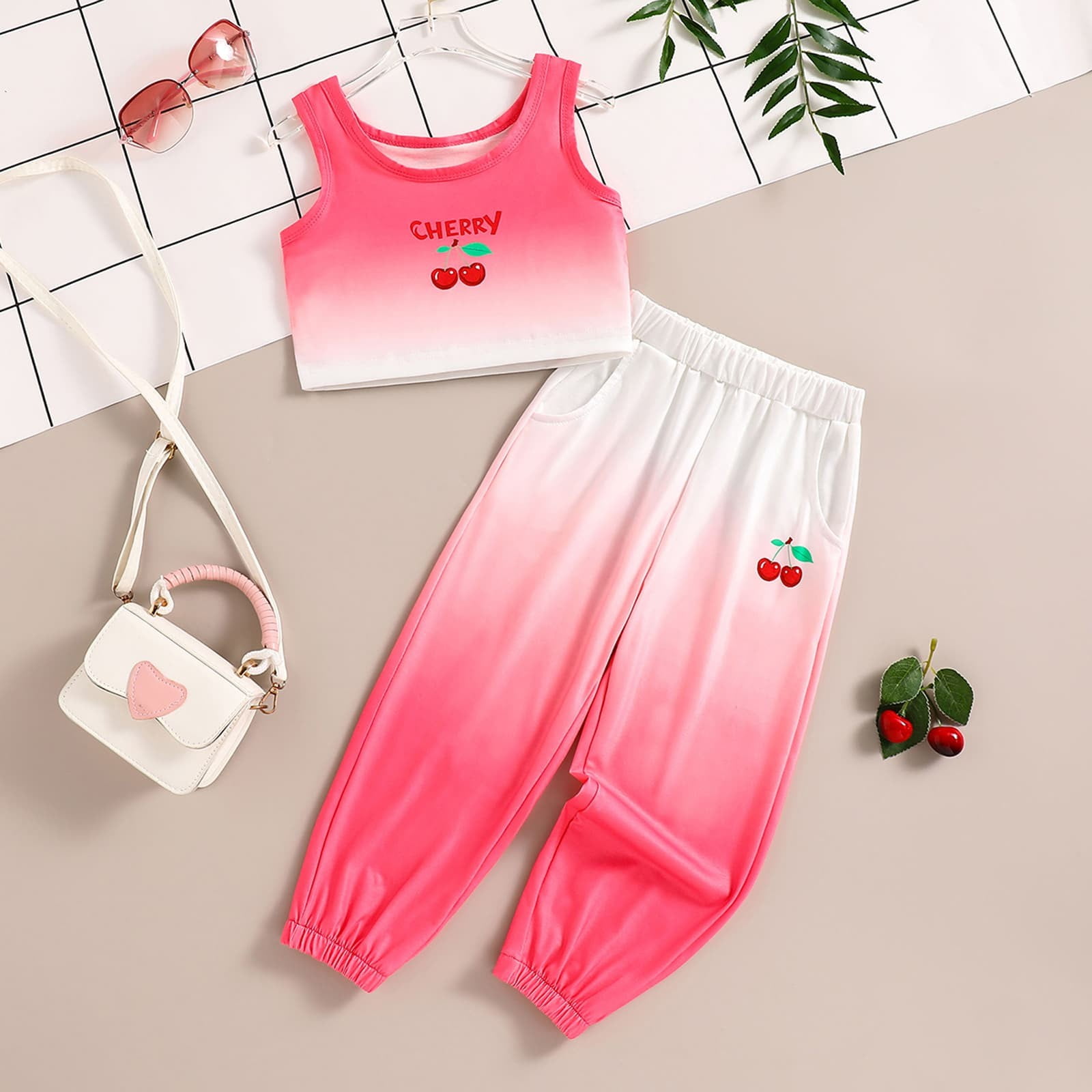 Baby Girl Outfits 2 Piece Crew Neck Cartoon Print Sleeveless Top And ...