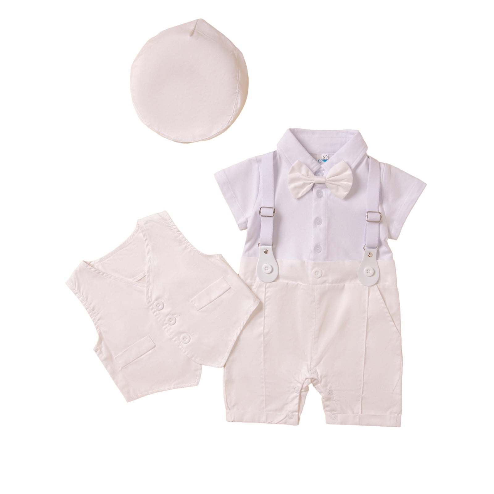 Baby Girl Outfits Baptism Gentleman Bowtie Romper White Wedding Casual ...