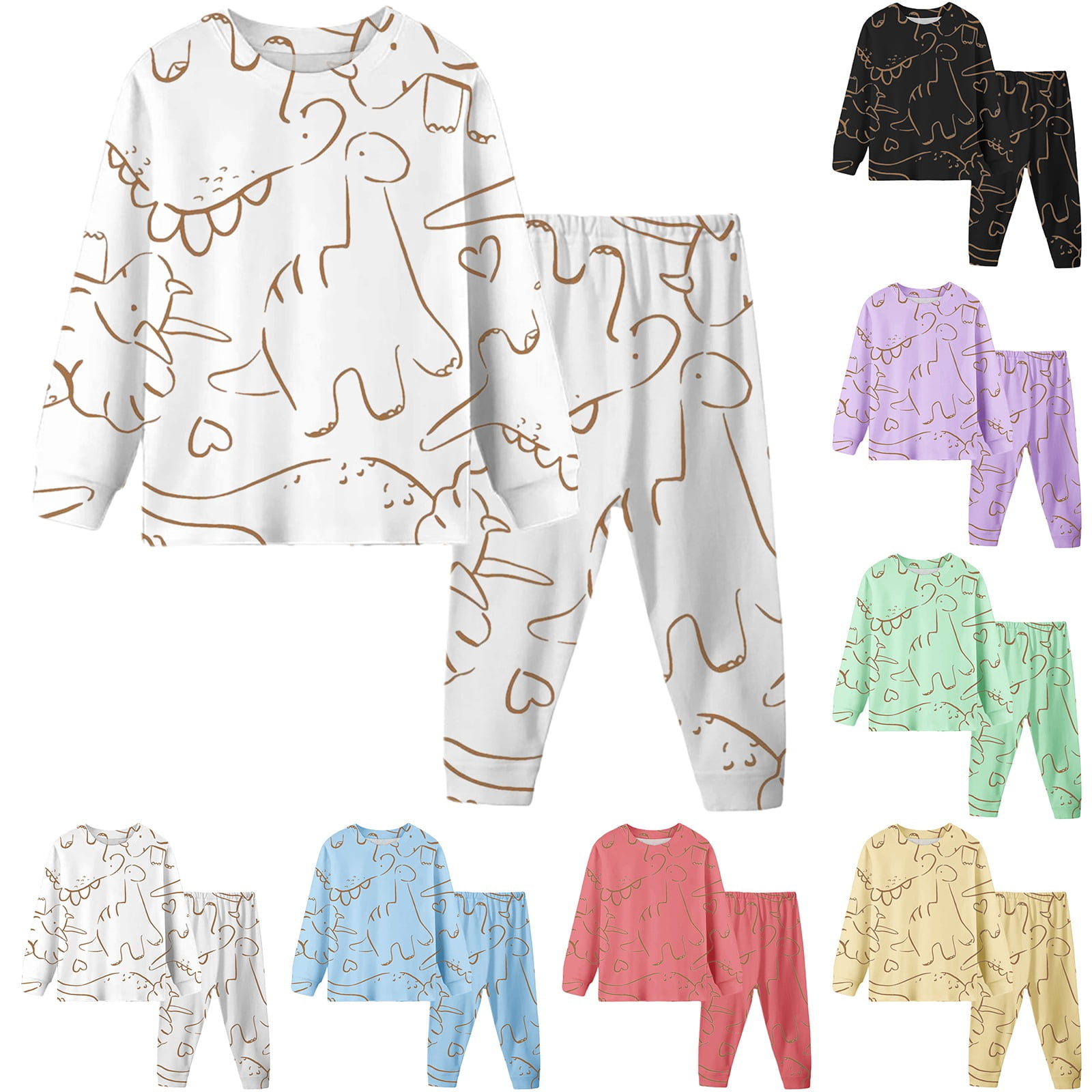 Baby Girl Outfits Kids Dinosaur Themed Long Sleeve Top and Pants ...