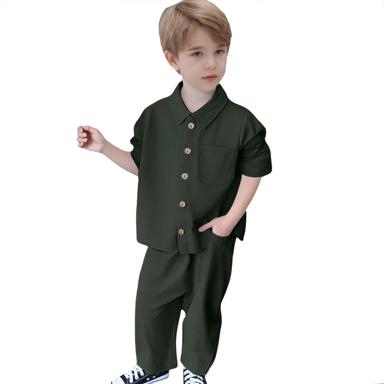 Baby Girl Outfits - Kids ToddlerBaby Boys Solid Button Autumn Long Sleeve Shirt Pants Set ...