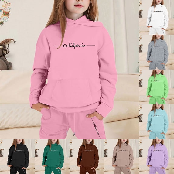 Baby Girl Outfits Letter Graphic Hoodie and Jogger Daily Comfort Set ...