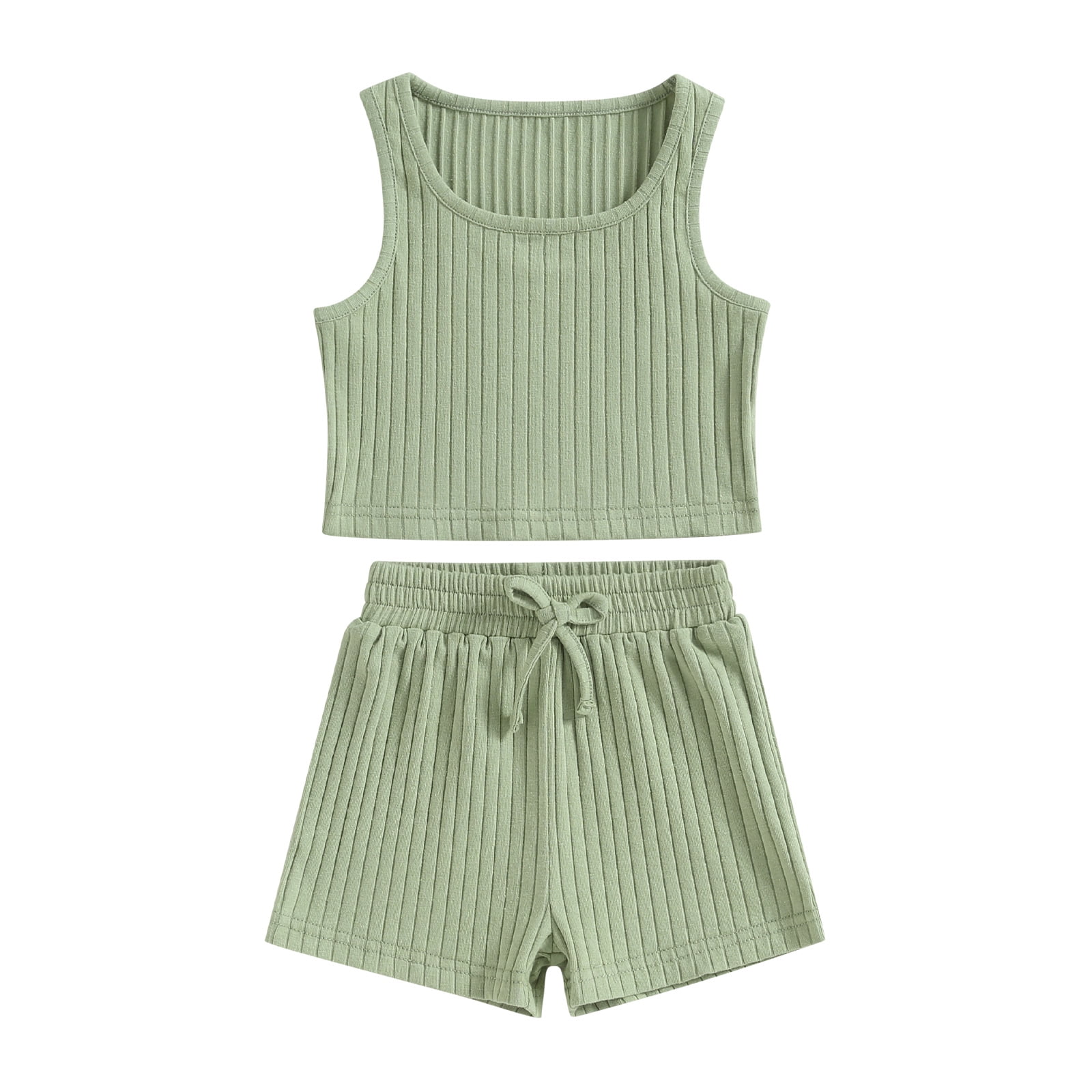 Baby Girl Outfitsleeveless Crew Neck Tank Top And Shorts Summer 2-Piece ...