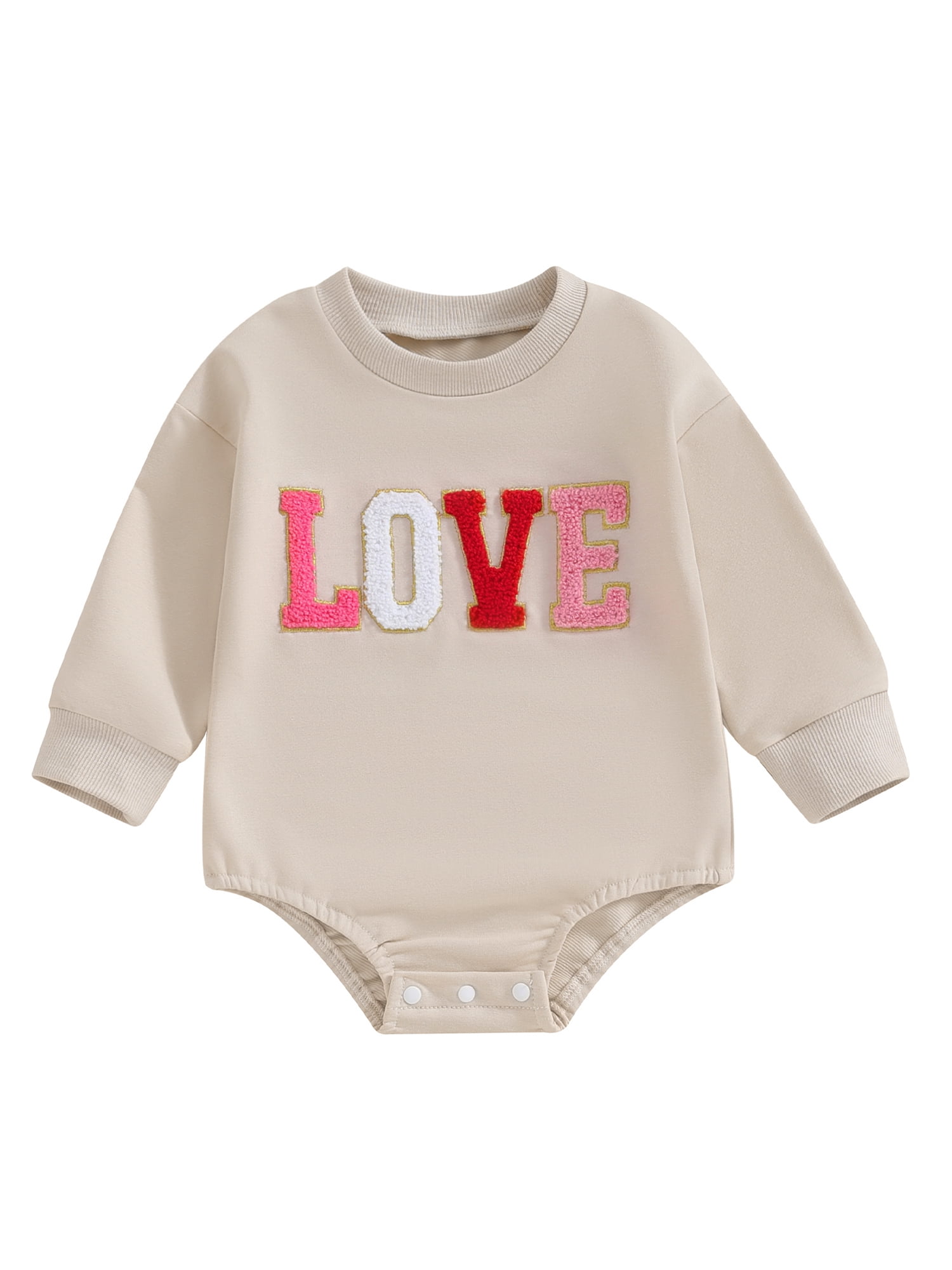 Baby Girl Oversized Sweatshirt Romper Crew Neck Bodysuit Bubble Onesie Newborn Infant Valentines ...