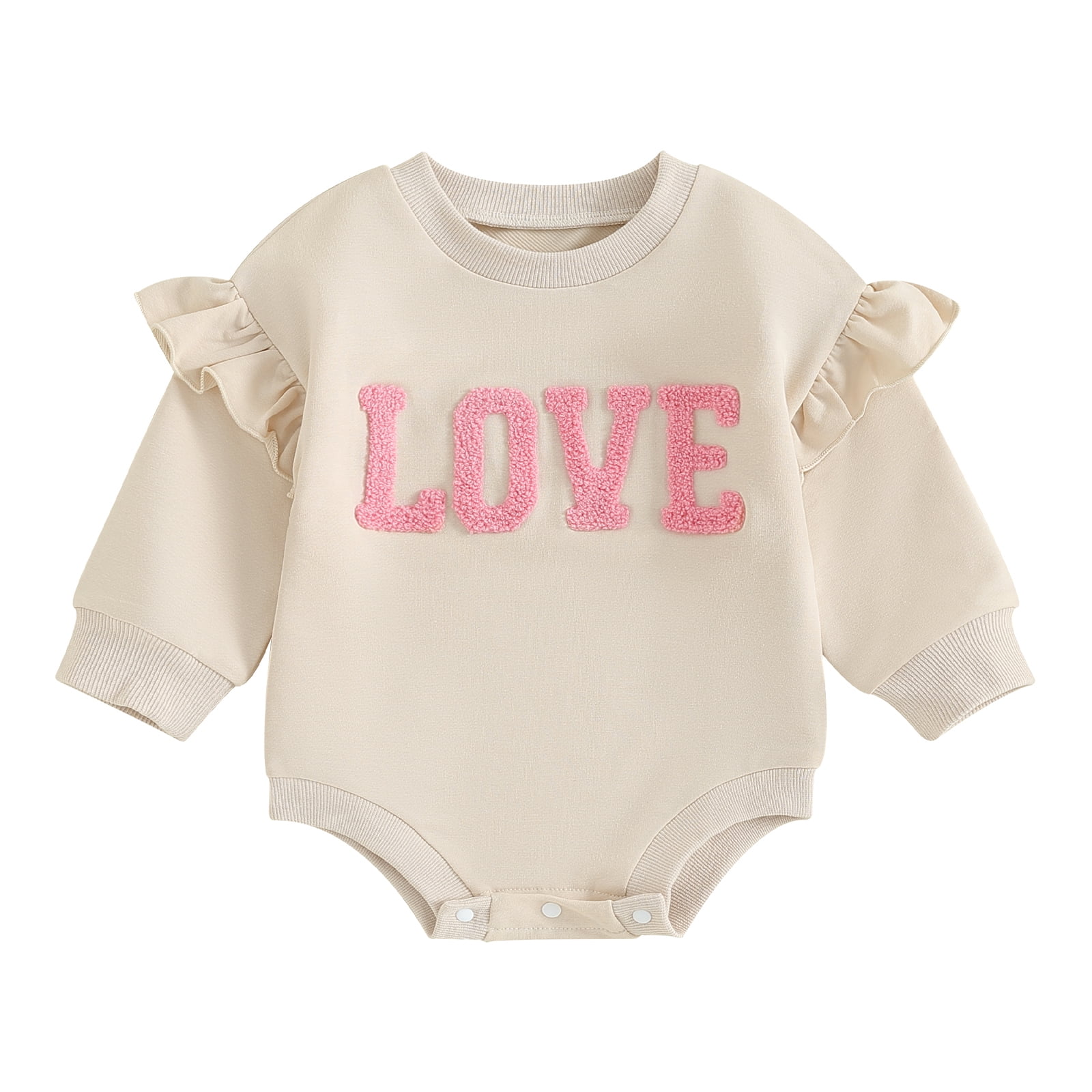 Baby Girl Oversized Sweatshirt Romper Crew Neck Bodysuit Bubble Onesie Newborn Infant Valentines ...