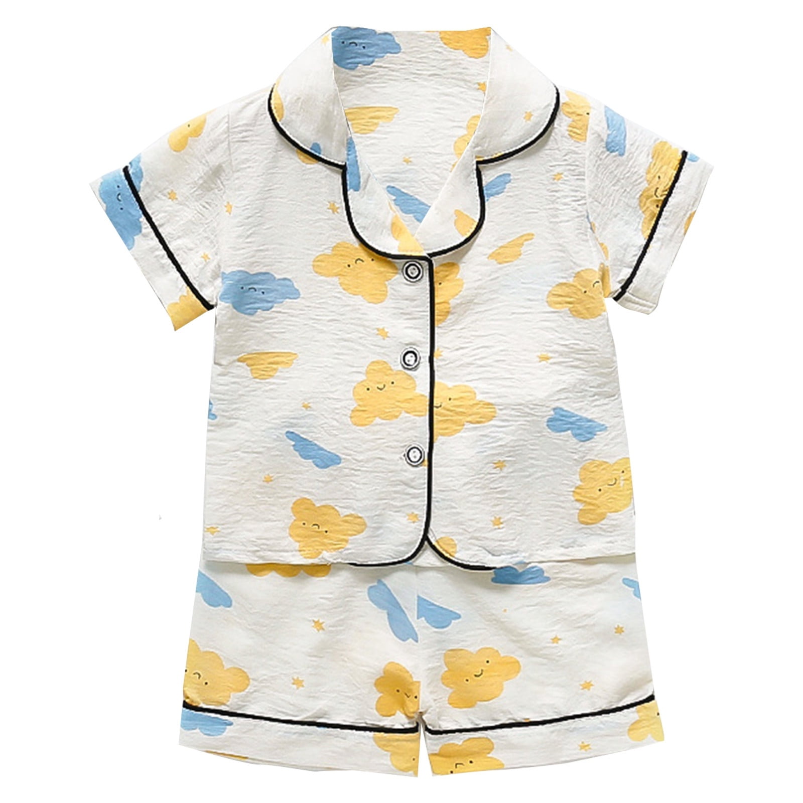 Baby Girl Pajama Set Super Soft Sleepwear Kids Boys Satin Button Down Short Sleeve Shirt Tops ...