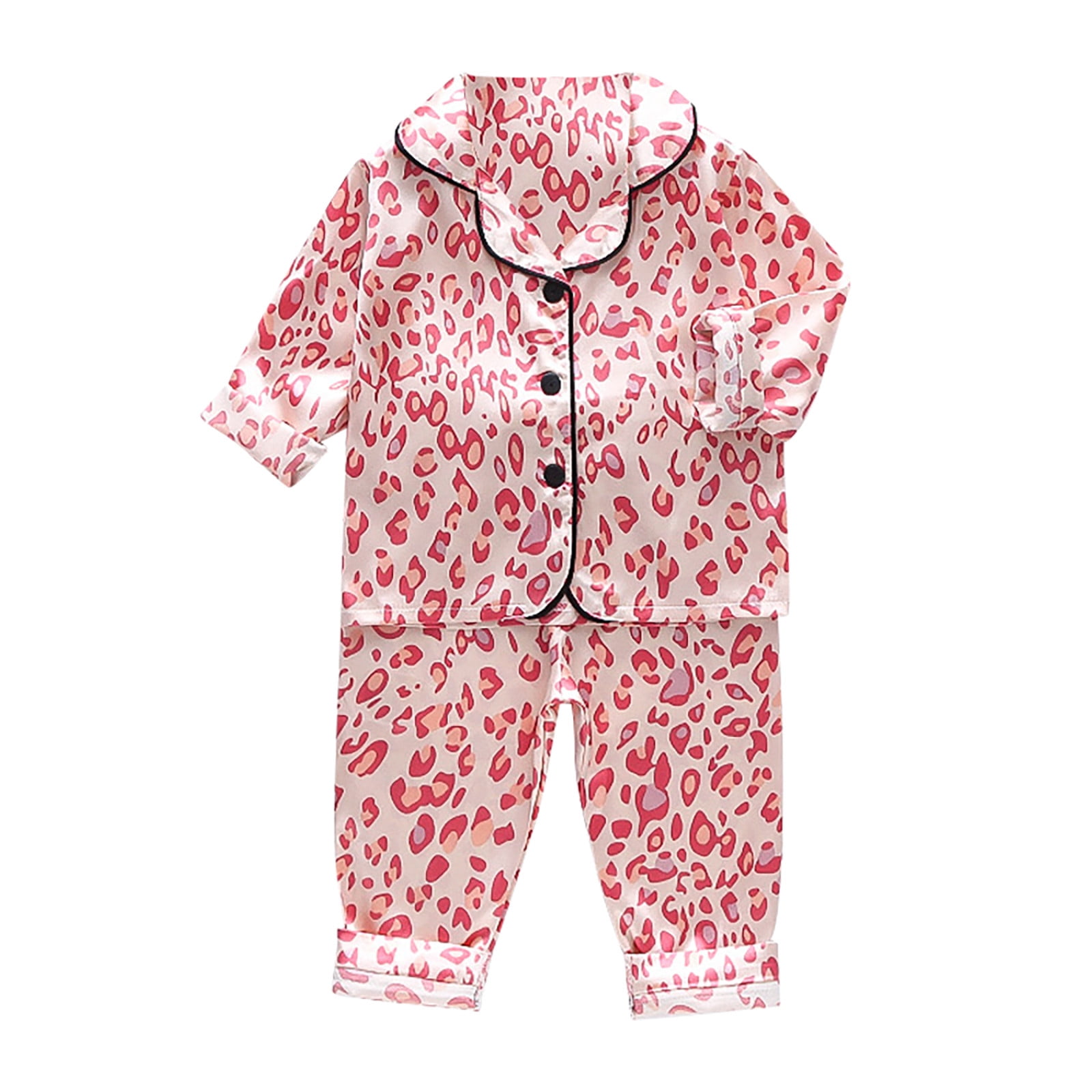 Baby Girl Pajamas Dinosaur Floral Satin Button Down Shirt Tops Long ...