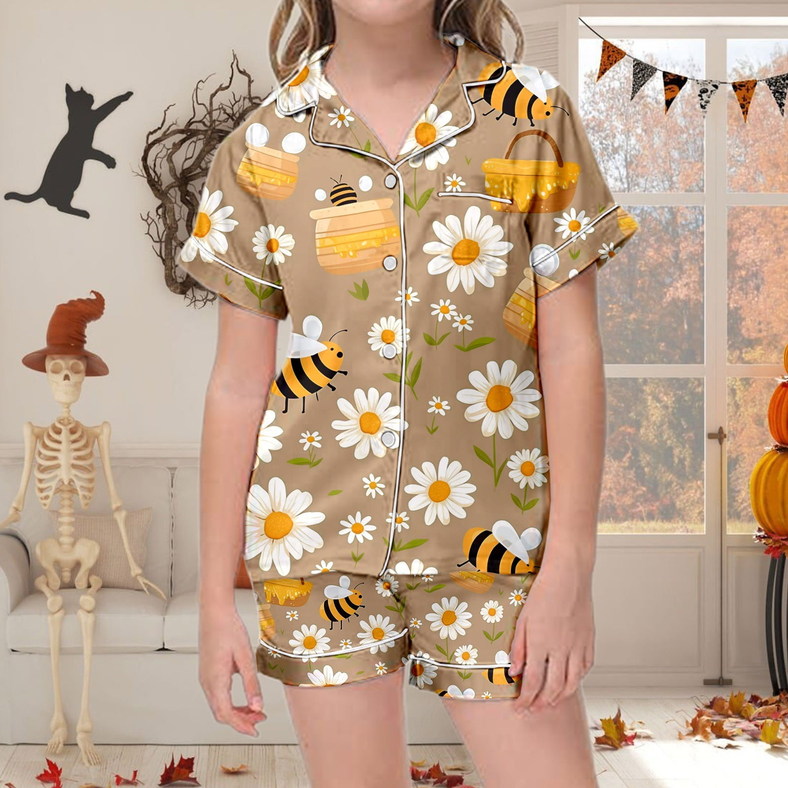 Baby Girl Pajamas Kids Child Girls Summer World Bee Day Bee Printed ...