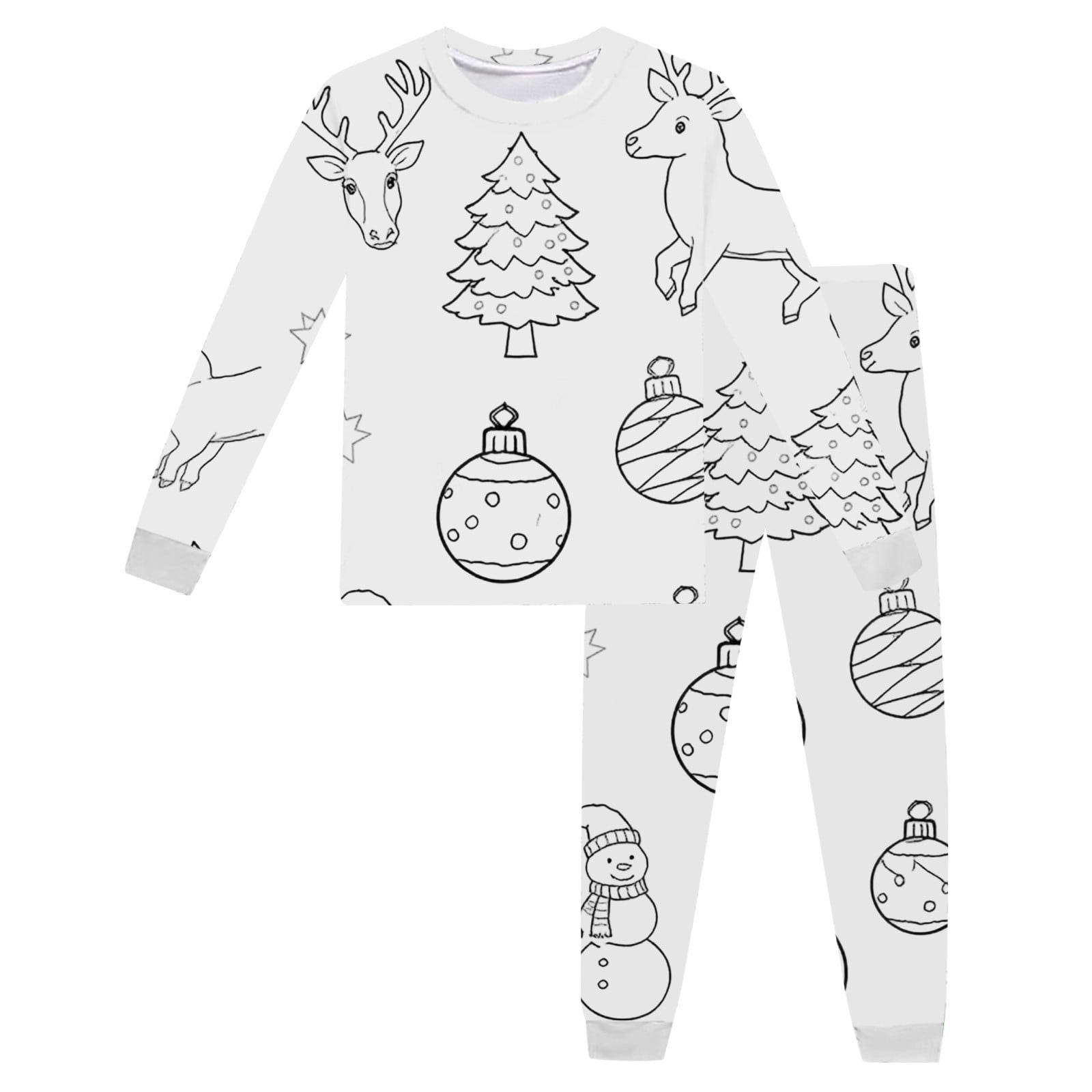 Baby Girl Pajamas Unisex Boys Christmas Pajama Sets Doodle Print Long ...