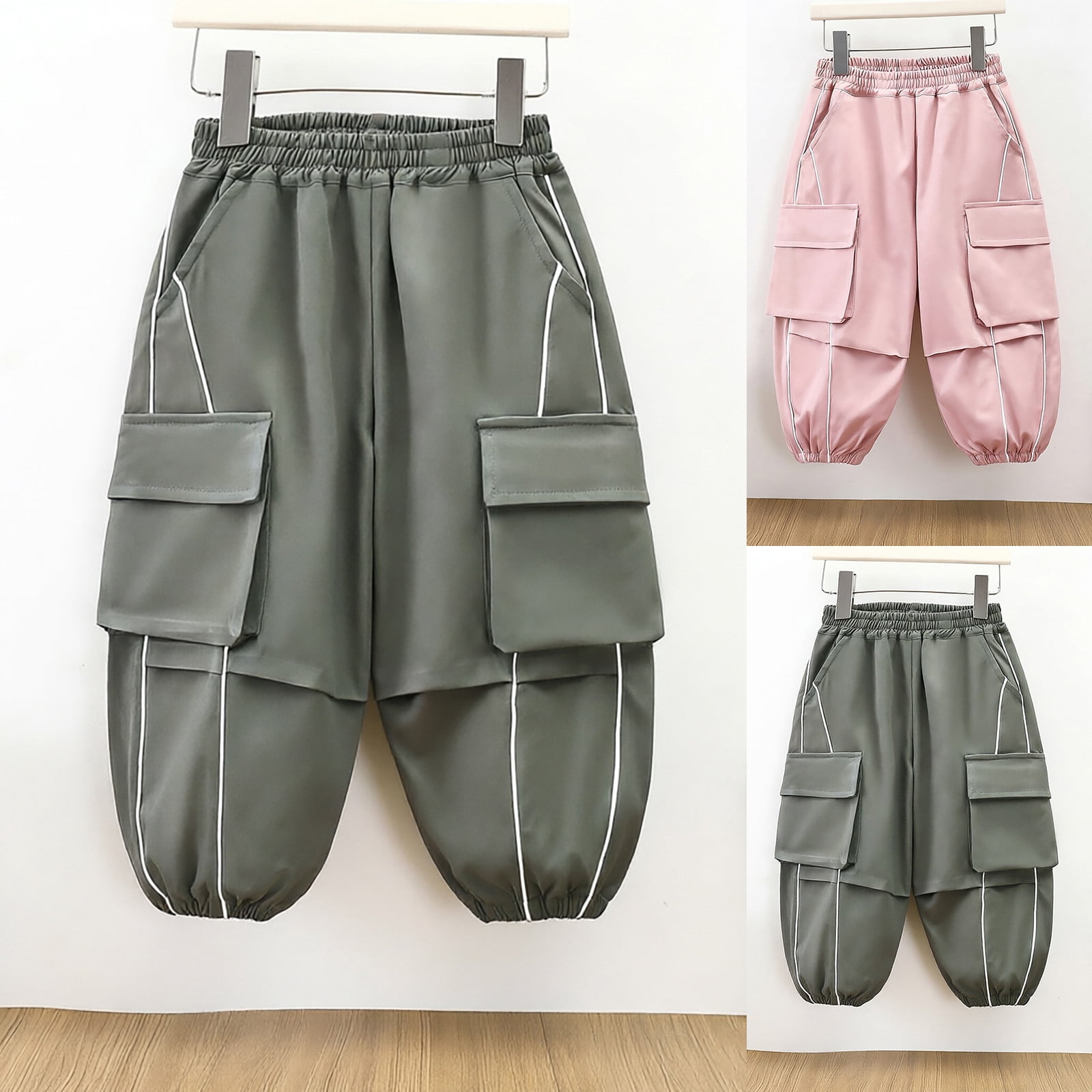 Baby Girl Pants Boys Straight Leg Twill Cargo Pants Casual Outdoor Play ...