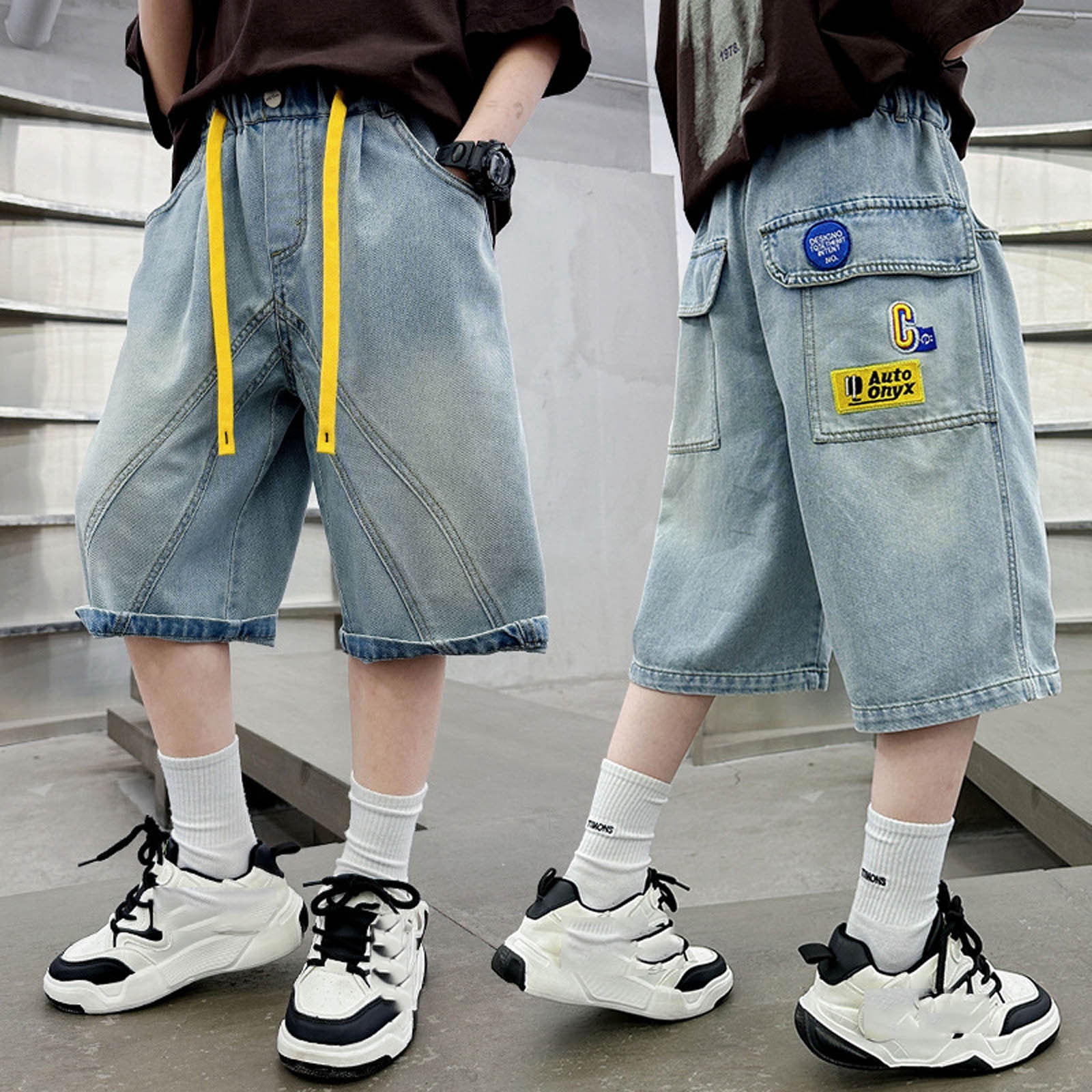 Baby Girl Pants Boys Summer Loose Fit Denim Cargo Shorts Lightweight ...
