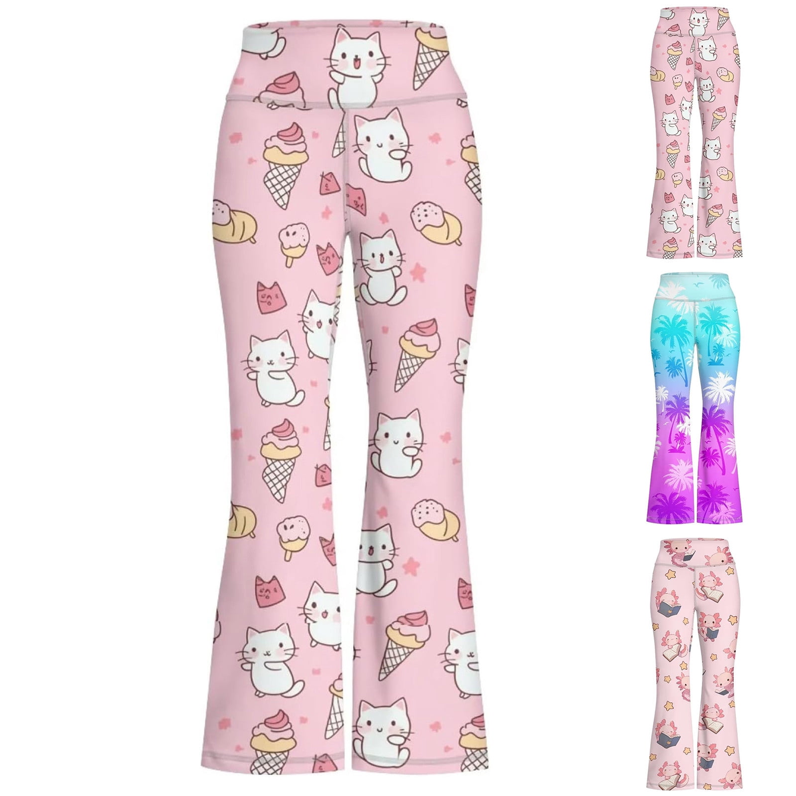 Baby Girl Pants Children Cartoon Print Slim Fit Athletic Bootcut ...