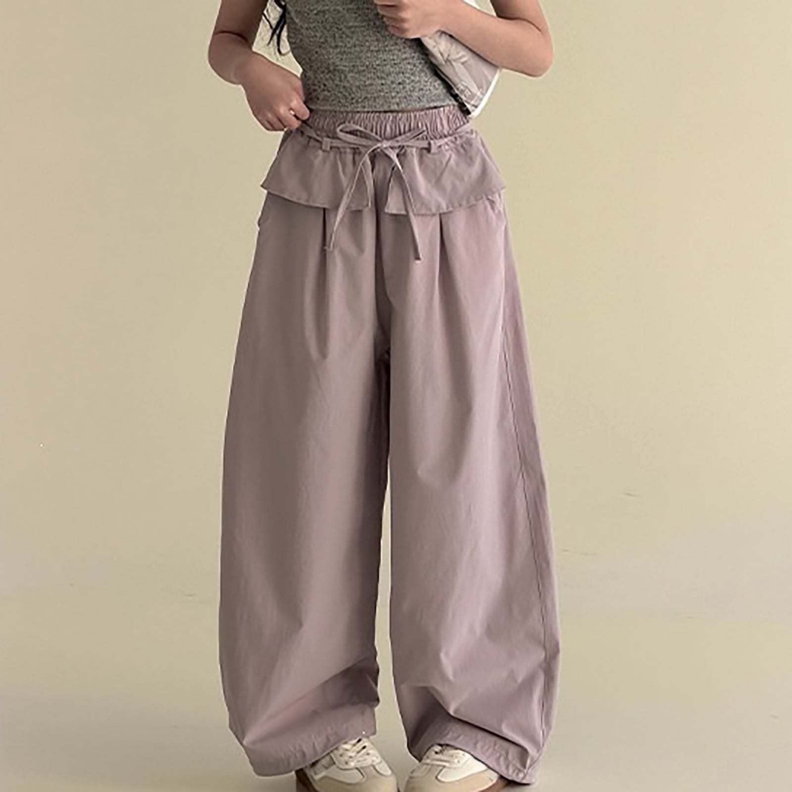 Baby Girl Pants Elastic Waist Pocket Solid Print Ruffles Loose Fit ...