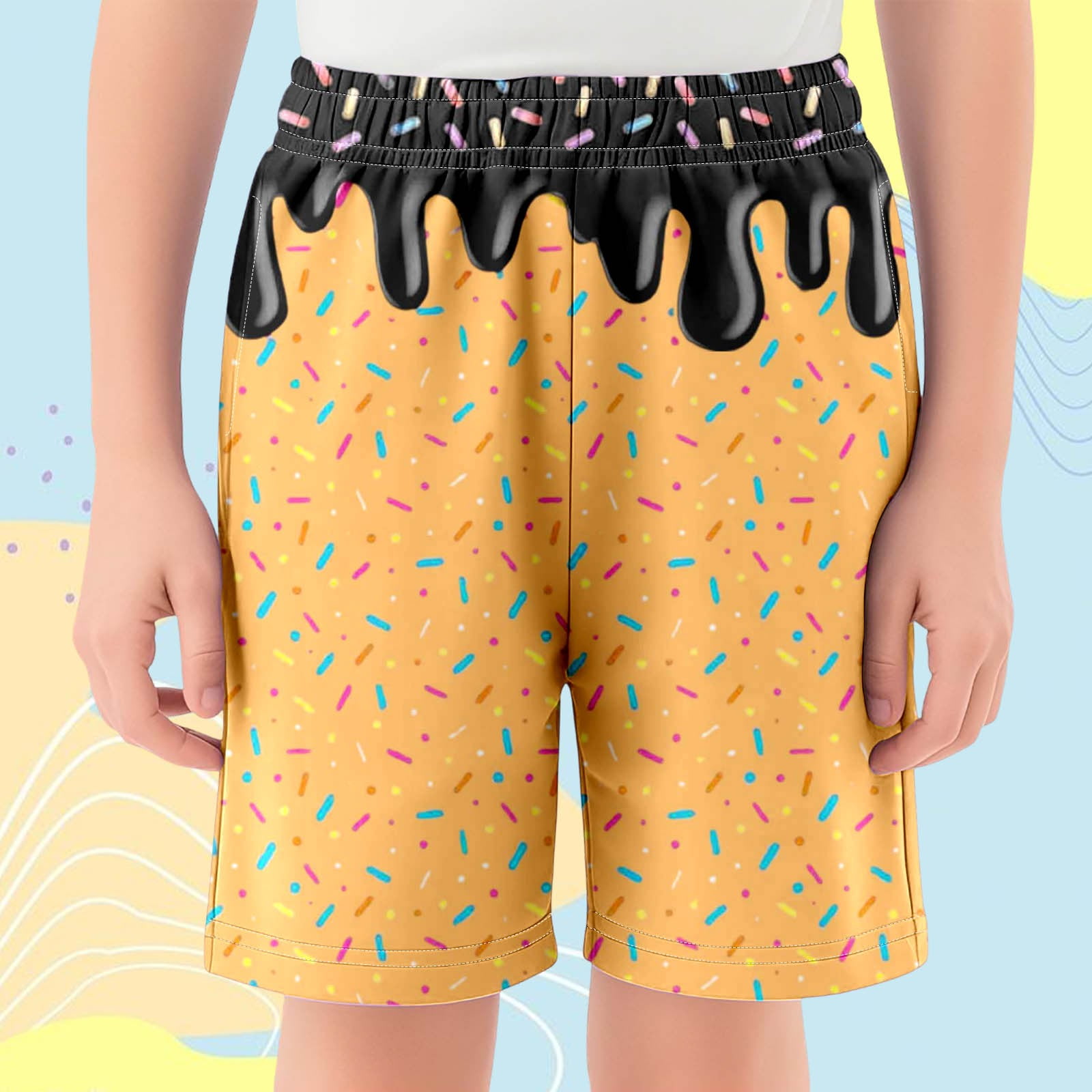 Baby Girl Pants Elastic Waist Shorts Ice Cream Print Stretchy Loose Fit ...