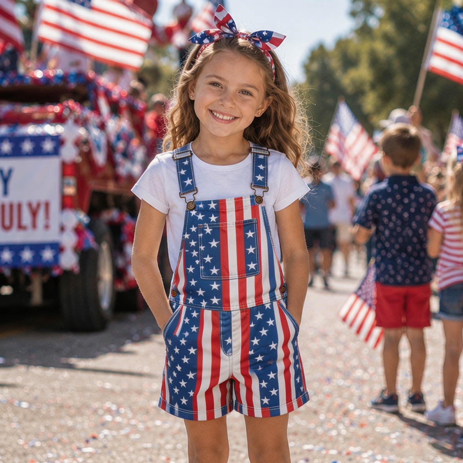 Baby Girl Pants Independence Day Graphic Print Pocket Loose Fit ...