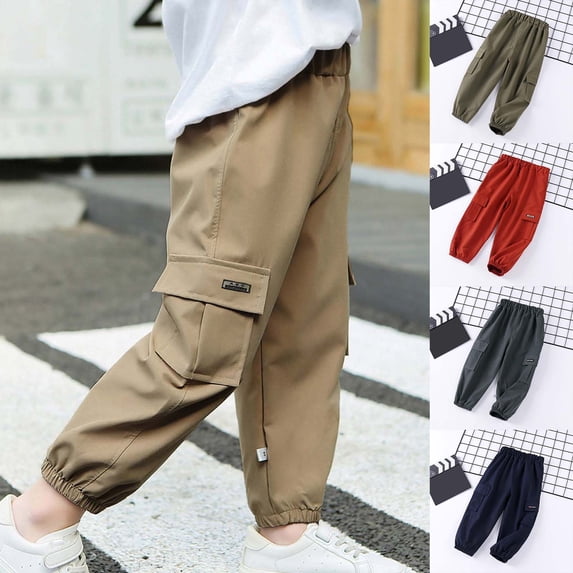 Baby Girl Pants Kids Lightweight Cargo Long Pants Solid Color Outdoor ...