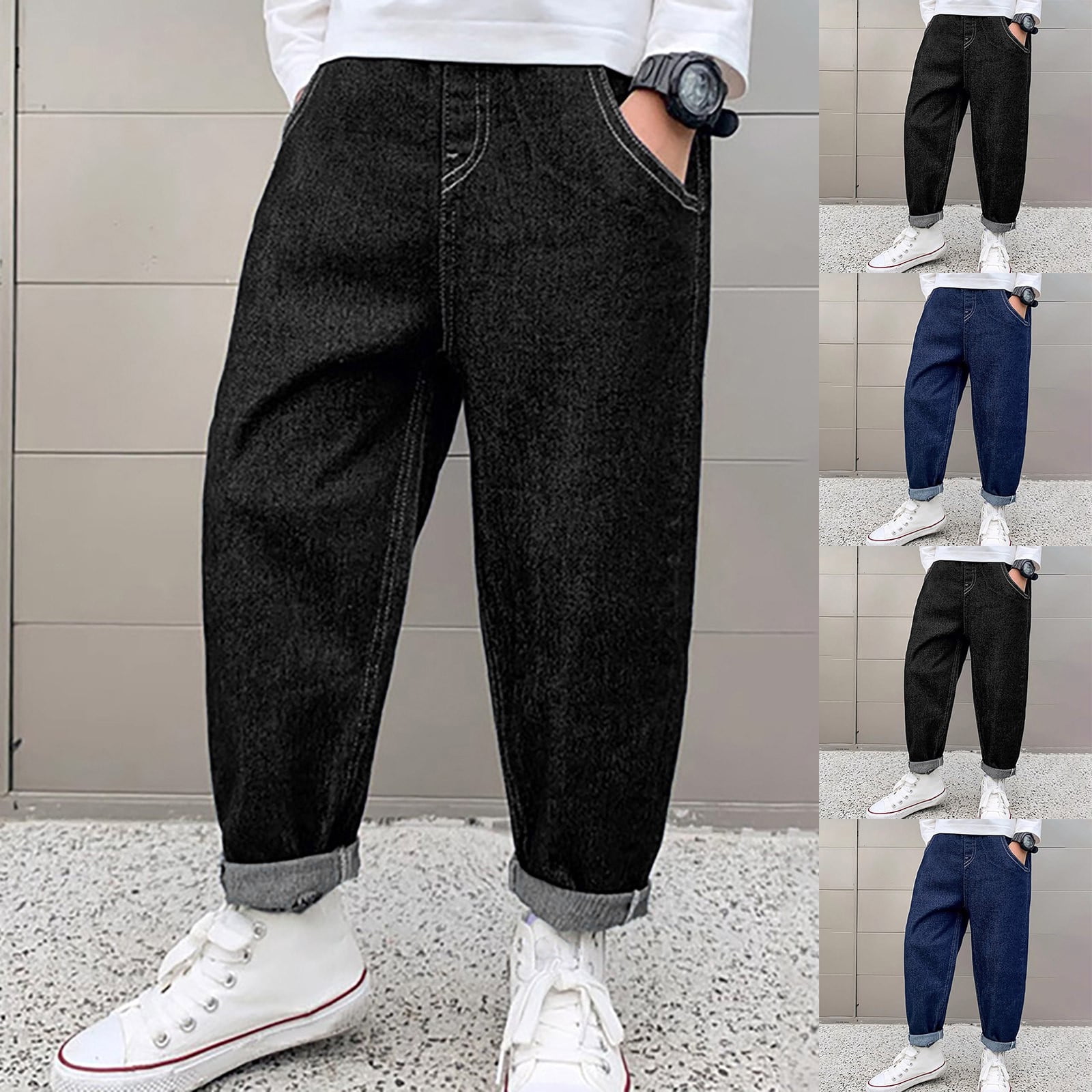 Baby Girl Pants Kids Raw Color Denim Jeans Loose Fit Spring Autumn ...
