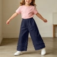 Baby Girl Pants Ruffles Elastic Waist Loose Fit Solid Print Wide Leg ...