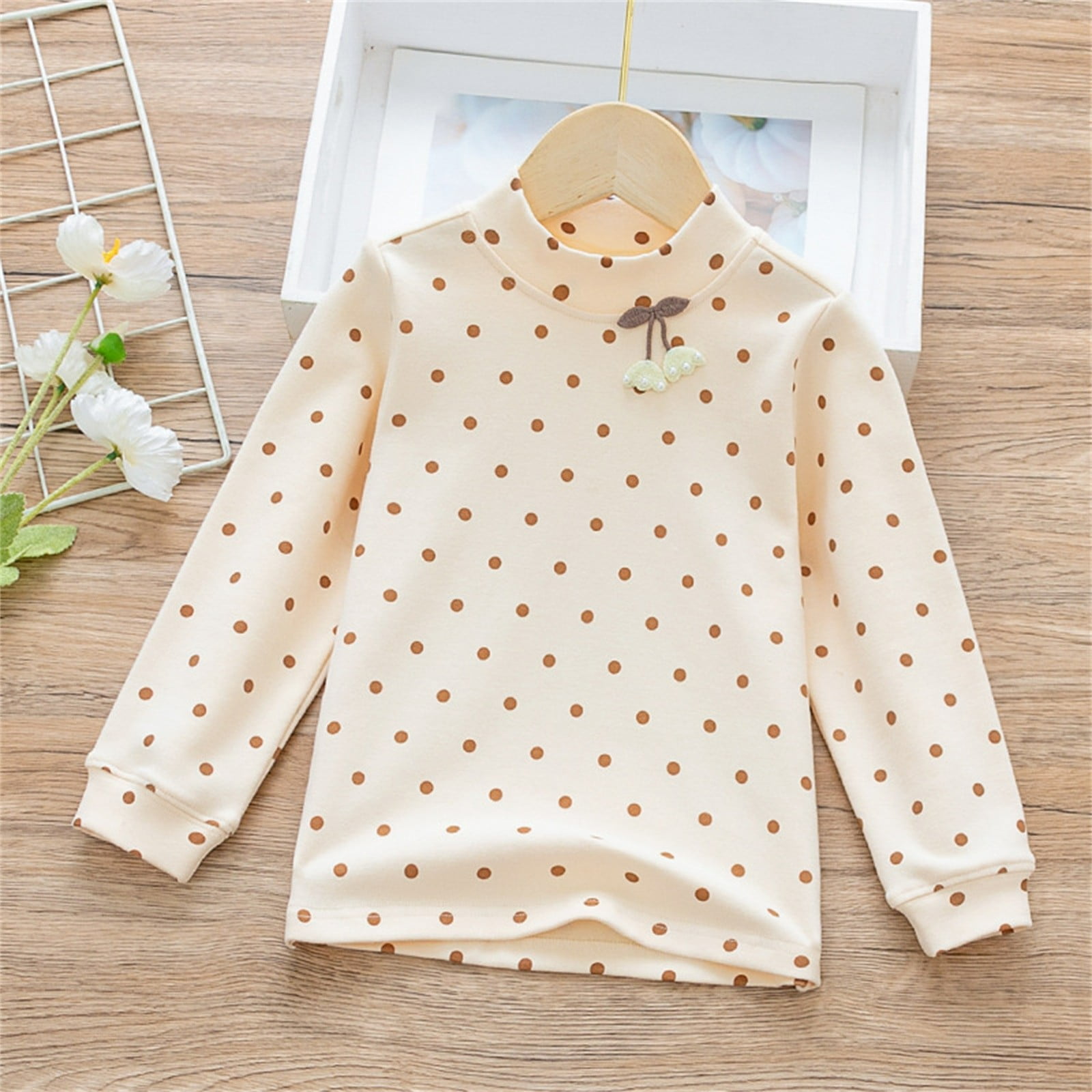 Baby Girl Polka Dot Thickened Warm Top Casual Home Wear Shirt Blouse ...