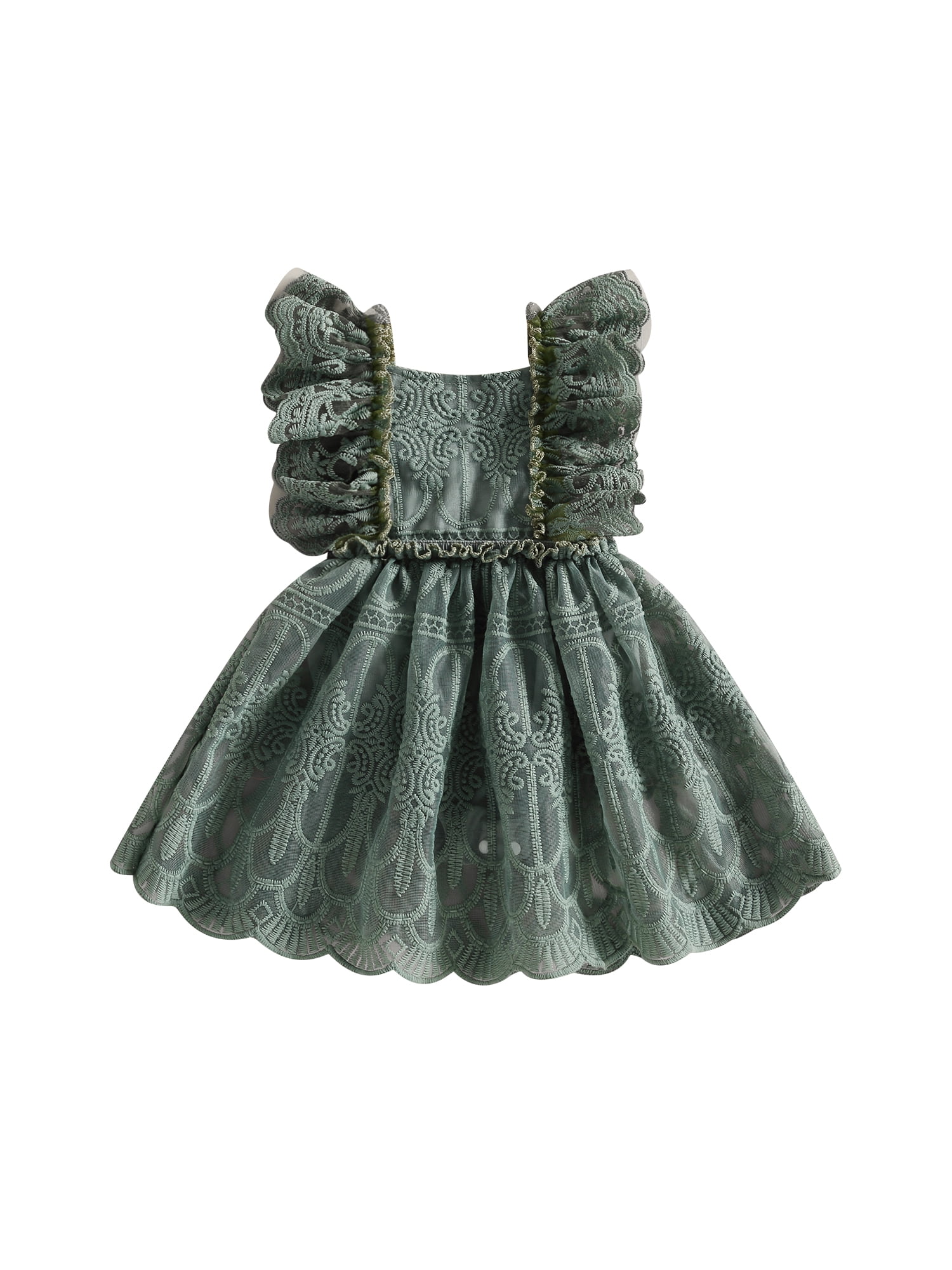 Baby Girl Princess Romper Dress Summer Lace Ruffle Sleeve Backless ...
