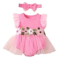 Baby Girl Ribbed Romper with Mesh Skirt Flower Embroidery Ruffle Sleeve ...