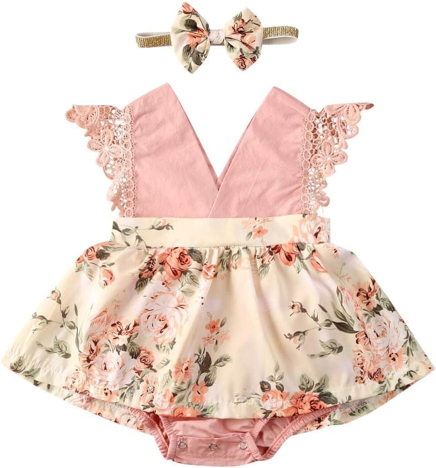 Baby Girl Romper Dresses Newborn Floral Summer Clothes Set Infant ...