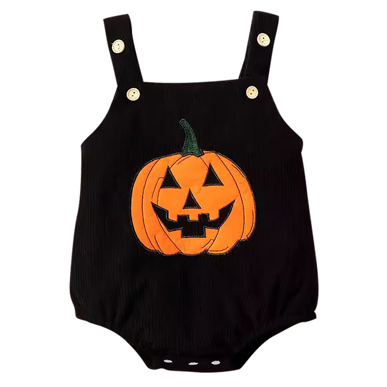 Baby Girl Romper Halloween Unisex Sleeveless Cute Pumpkin Printed Button Strap Baby Jumpsuit ...